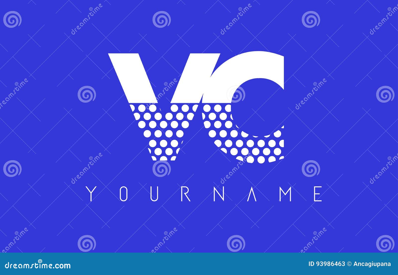 VC V C Dotted Letter Logo Design with Blue Background. Stock Vector ...