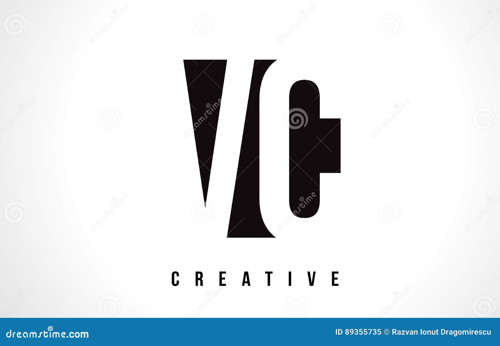 VC V C White Letter Logo Design with Black Square. Stock Vector ...