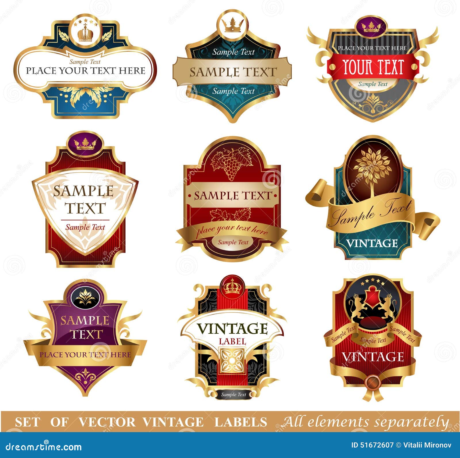 Vctor Luxury Labels Cartoon Vector | CartoonDealer.com #51672607