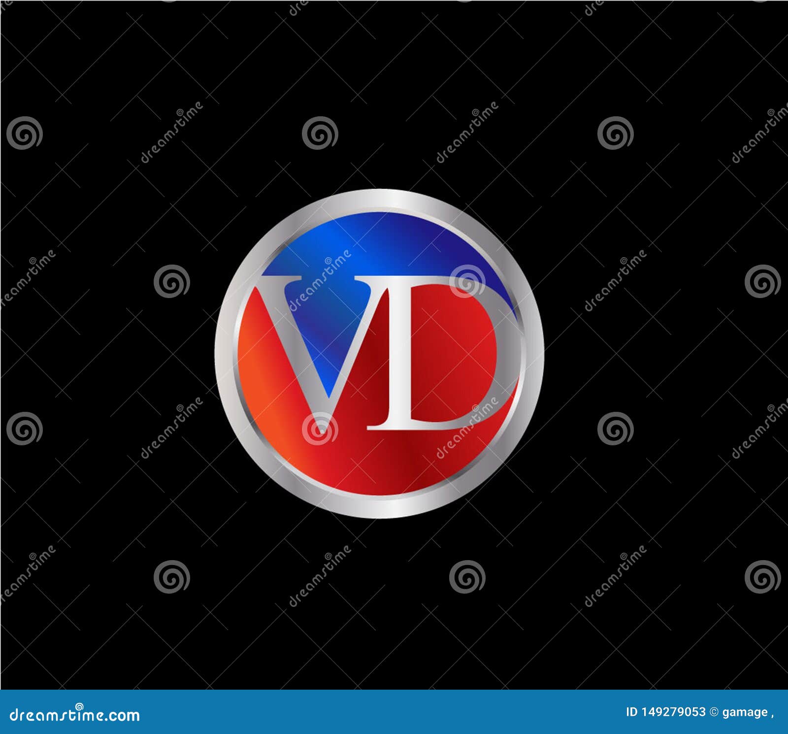 VD Initial Circle Shape Red Blue Silver Color Later Logo Design Stock ...