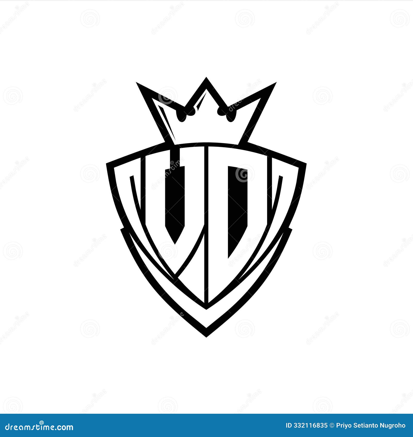 VD Letter Logo With Sharp Triangle Shield Shape With Crown Inside White ...