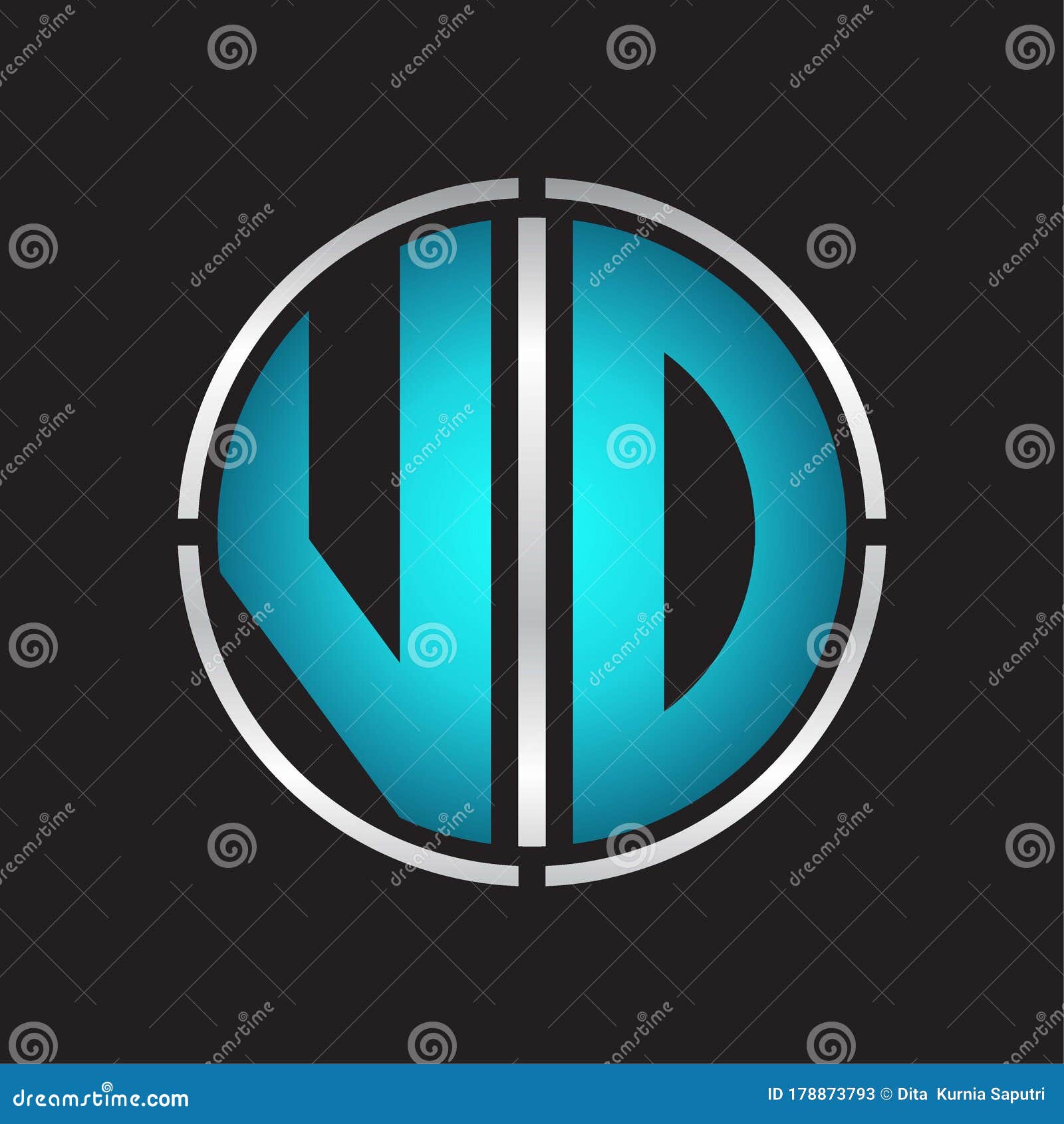 VD Logo Initial with Circle Line Cut Design Template on Blue Colors ...