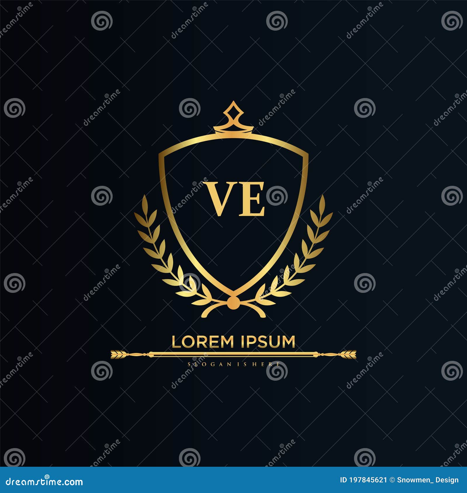 VE Letter Initial with Royal Template.elegant with Crown Logo Vector ...