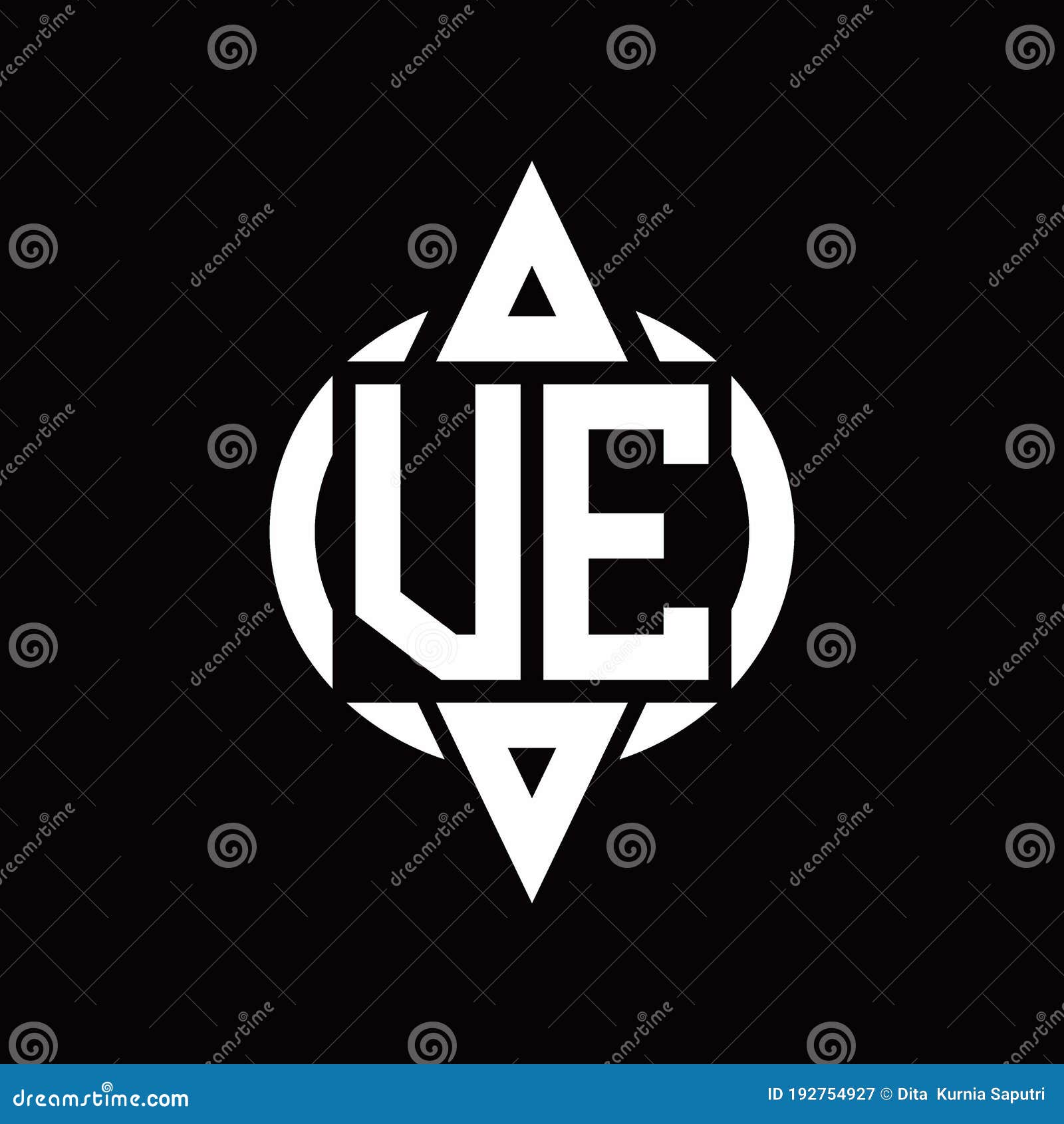VE Logo with Circle Rounded Combine Triangle Top and Bottom Side Design ...