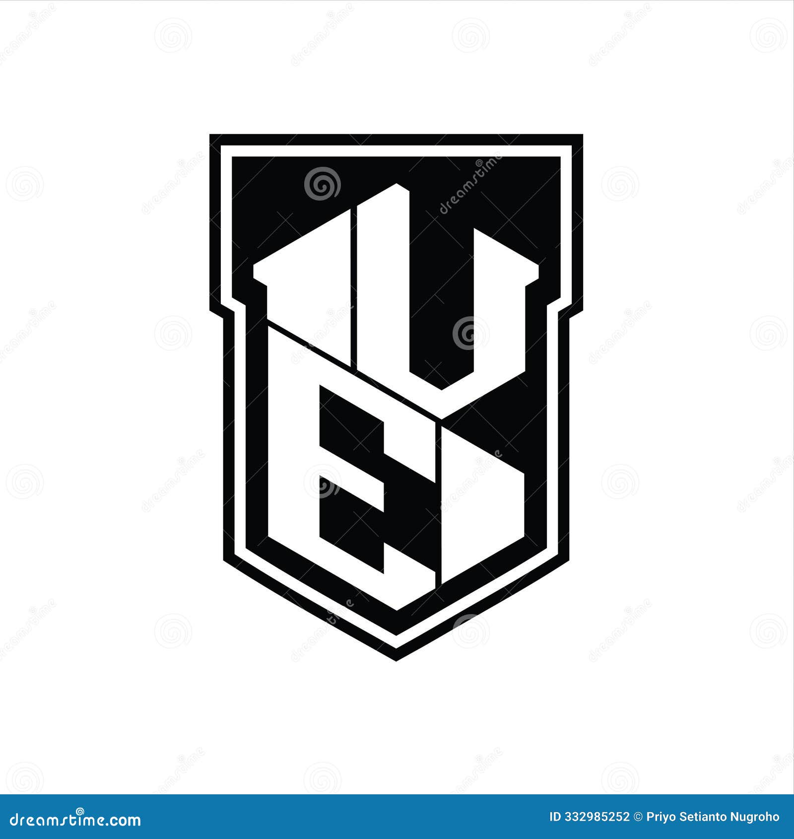 VE Logo Monogram Hexagon Geometric Up and Down Inside Shield Isolated ...