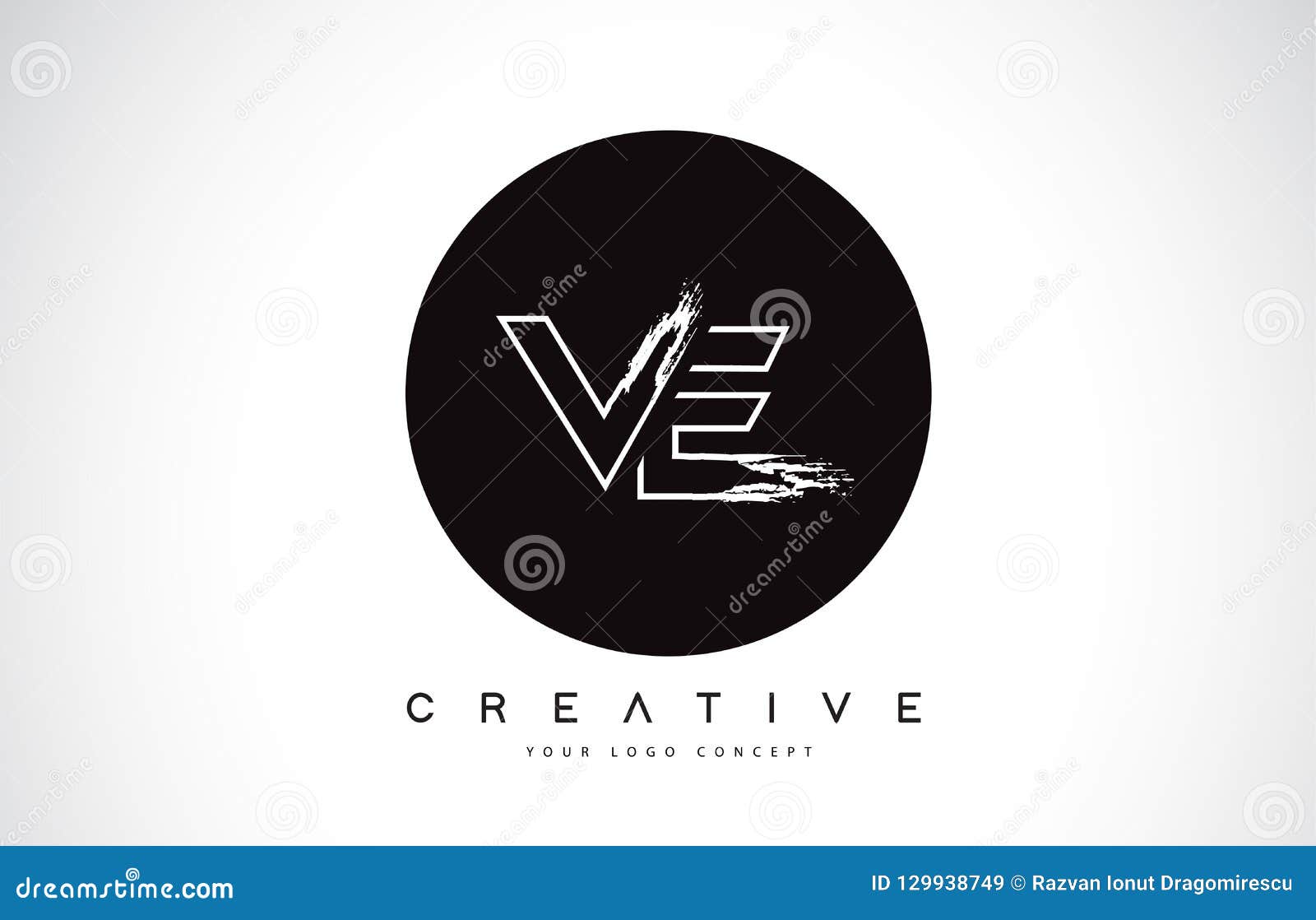 VE Modern Leter Logo Design with Black and White Monogram. Creative ...