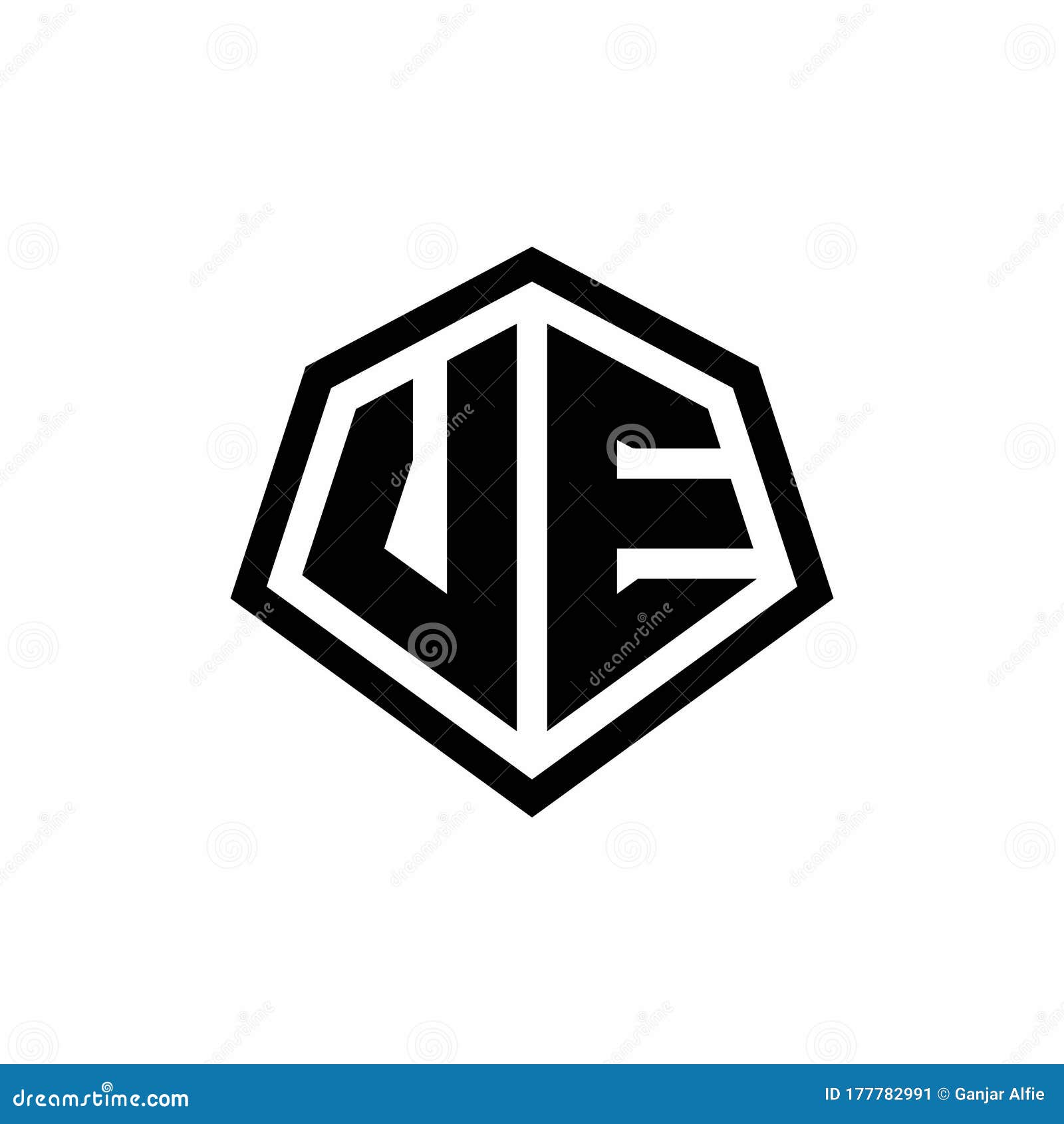 VE Monogram Logo with Hexagon Shape and Line Rounded Style Design ...