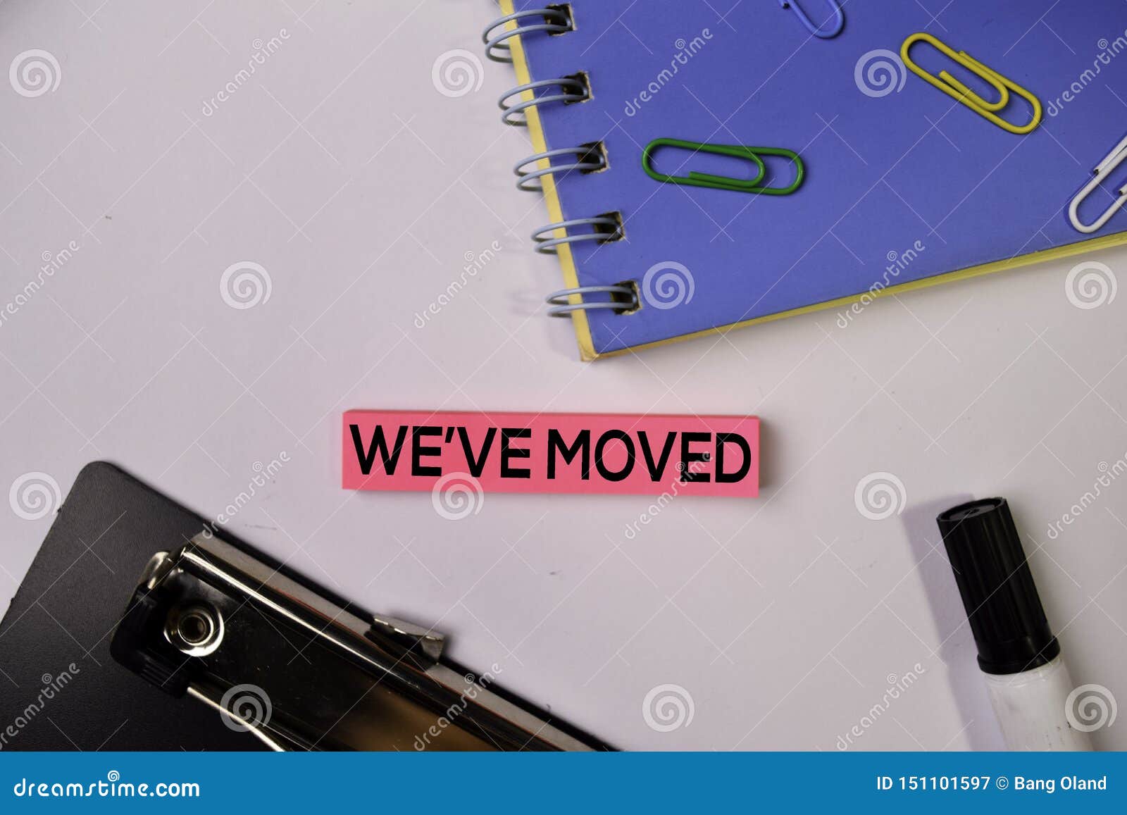 We`ve Moved on Sticky Notes Isolated on White Background Stock Image ...