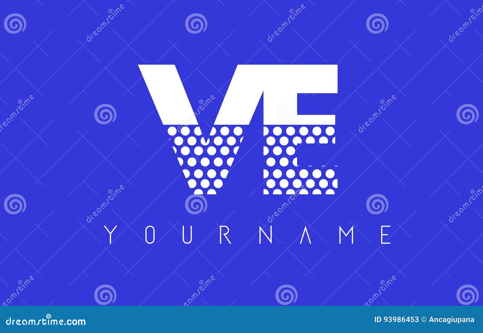 VE V E Dotted Letter Logo Design with Blue Background. Stock Vector ...