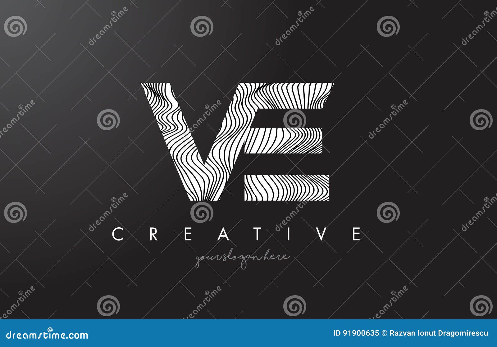 VE V E Letter Logo with Zebra Lines Texture Design Vector. Stock Vector ...
