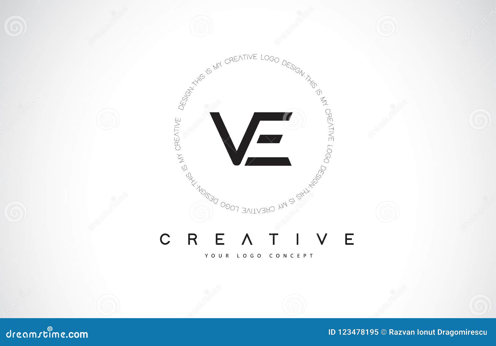 VE V E Logo Design with Black and White Creative Text Letter Vector ...