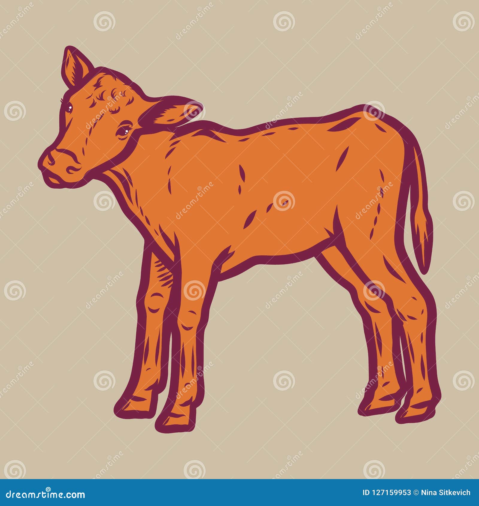 Veal Icon, Hand Drawn Style Stock Vector - Illustration of animal ...
