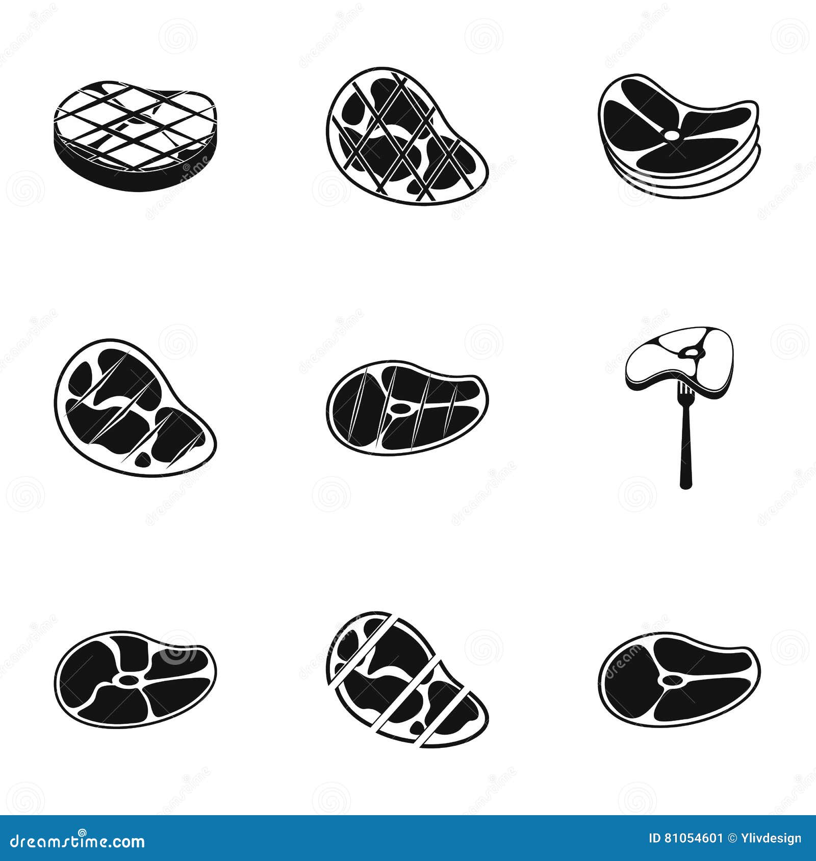 Veal Icons Set, Simple Style Stock Vector - Illustration of blood ...