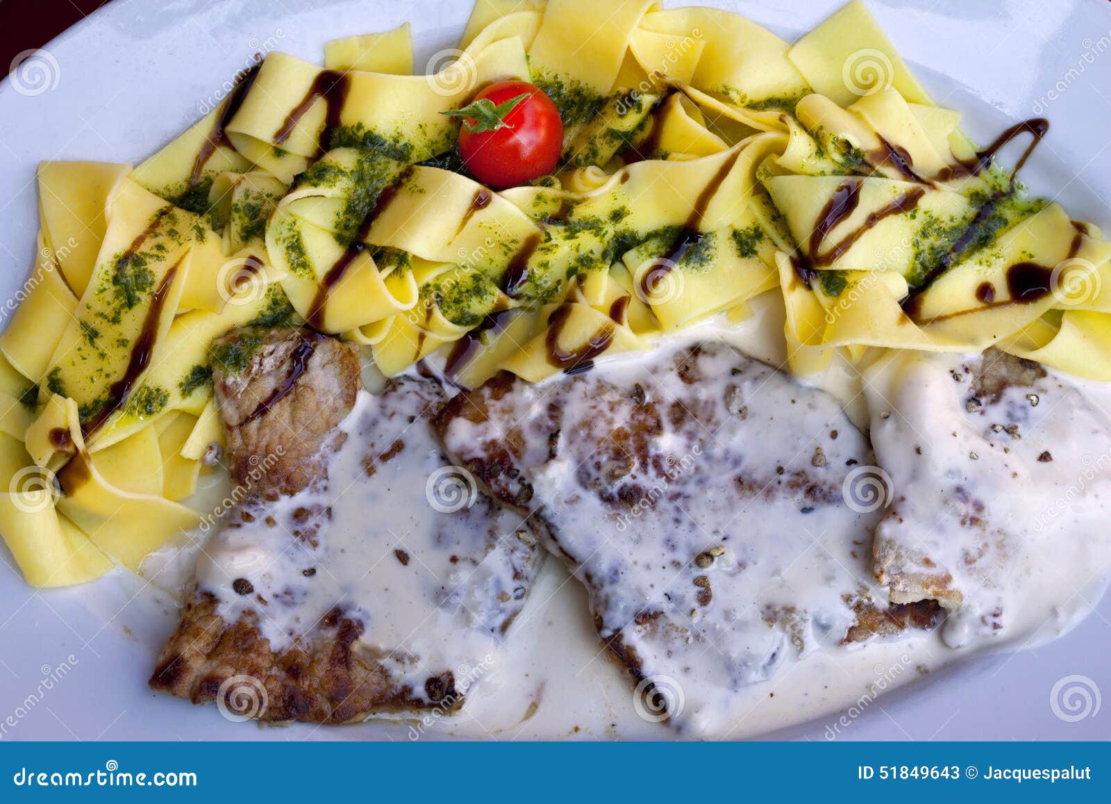 Veal and pasta stock image. Image of herbs, menu, meal - 51849643