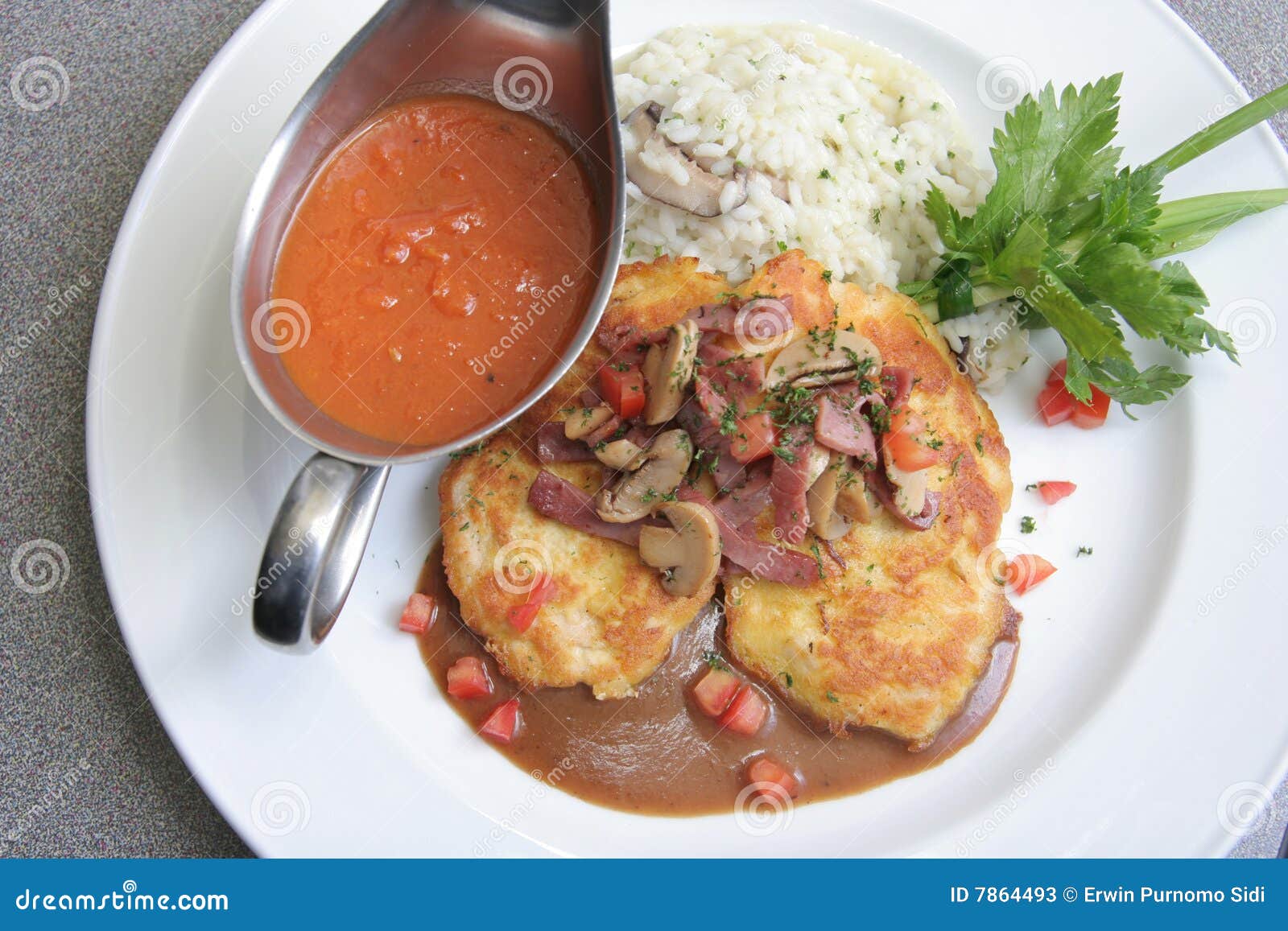 Veal Piccata with Risotto Rice Stock Image - Image of piccata, italian ...