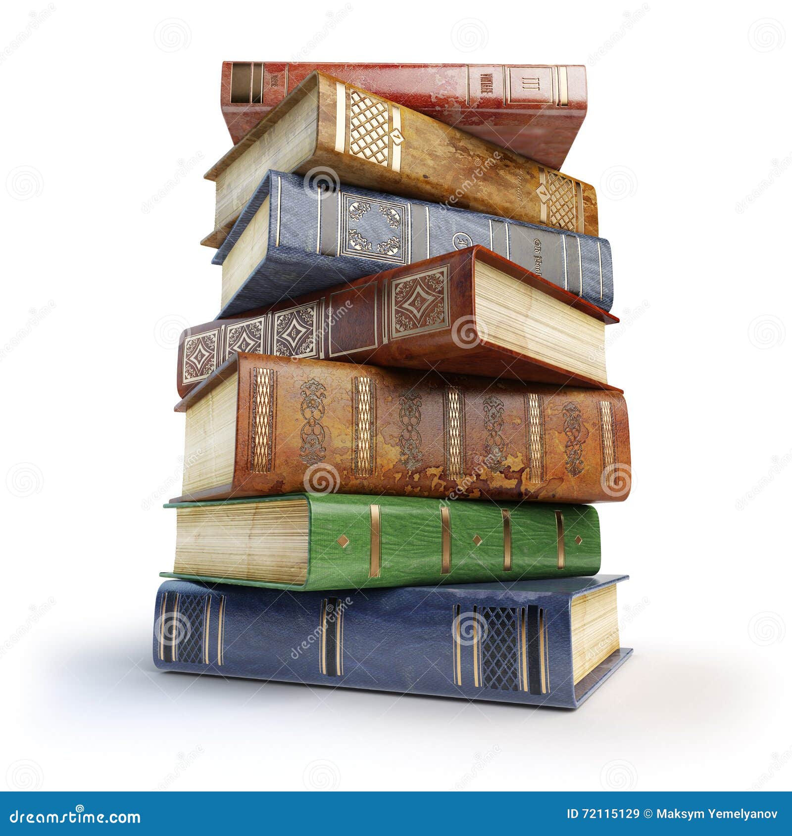 Vecchi Libri Pila Di Libri D'annata Su Bianco Illustrazione di Stock ...