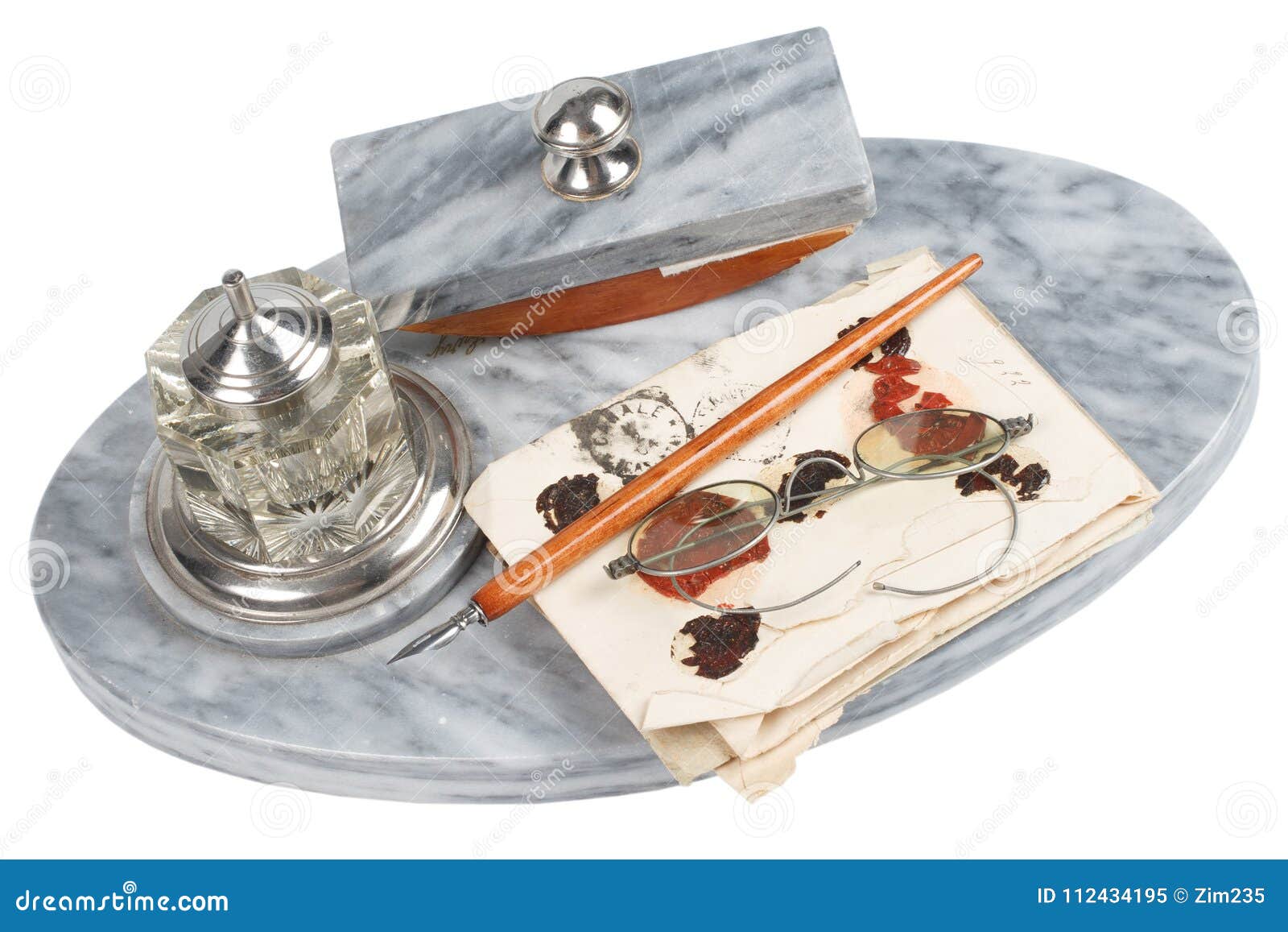 Vecchi Penna Stilografica E Calamaio Con Le Vecchie Lettere Immagine ...