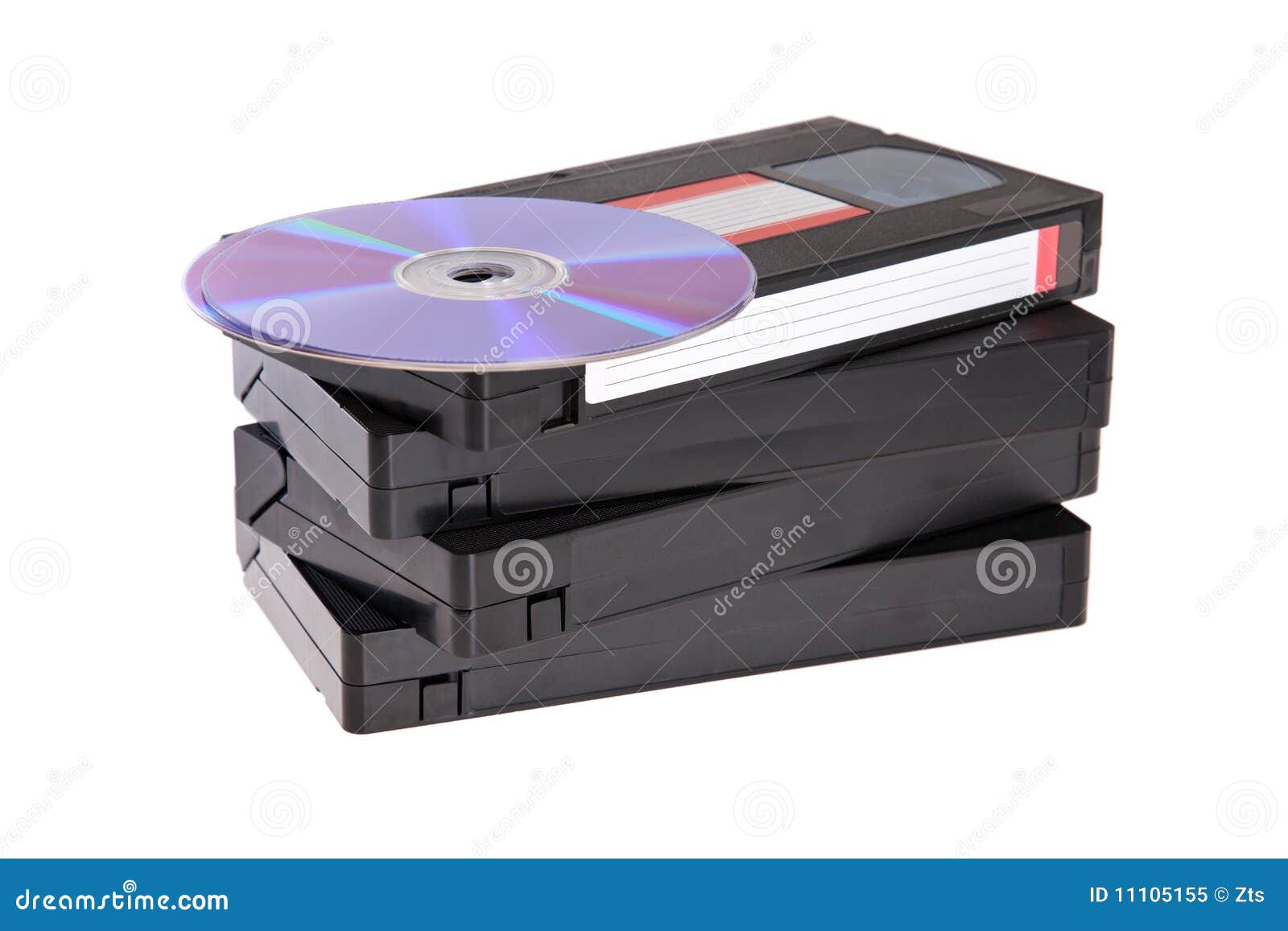 Vecchi Video Nastri a Cassetta Con I Dischi Di DVD Immagine Stock ...