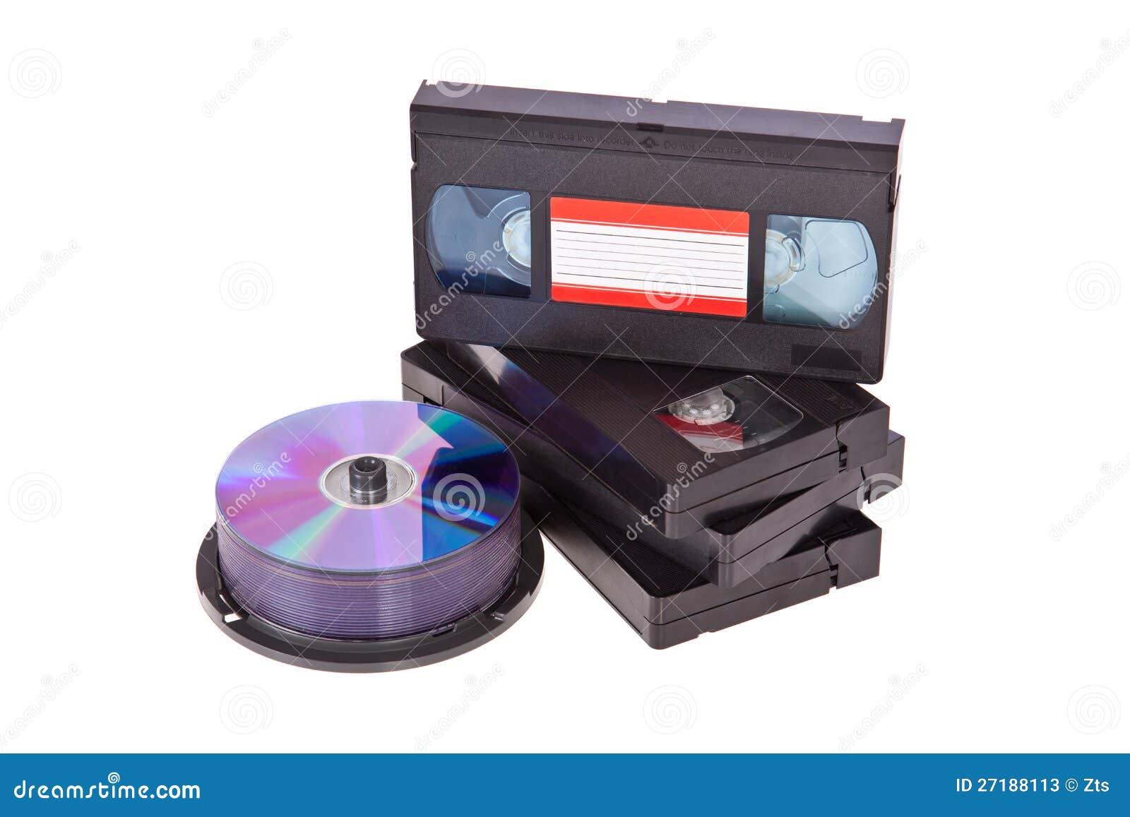 Vecchi Video Nastri a Cassetta Con Un Disco Di DVD Isolato Immagine ...