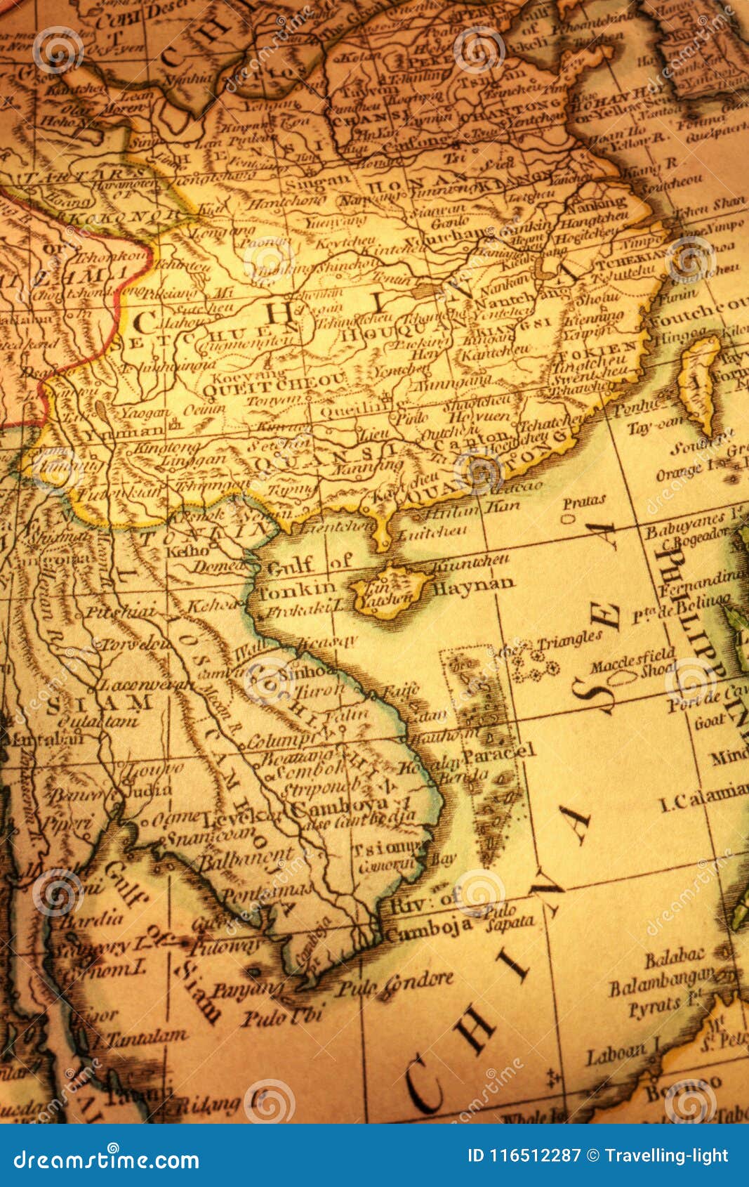 Vecchia Mappa Della Cina E Dell'Indocina Immagine Stock - Immagine di ...