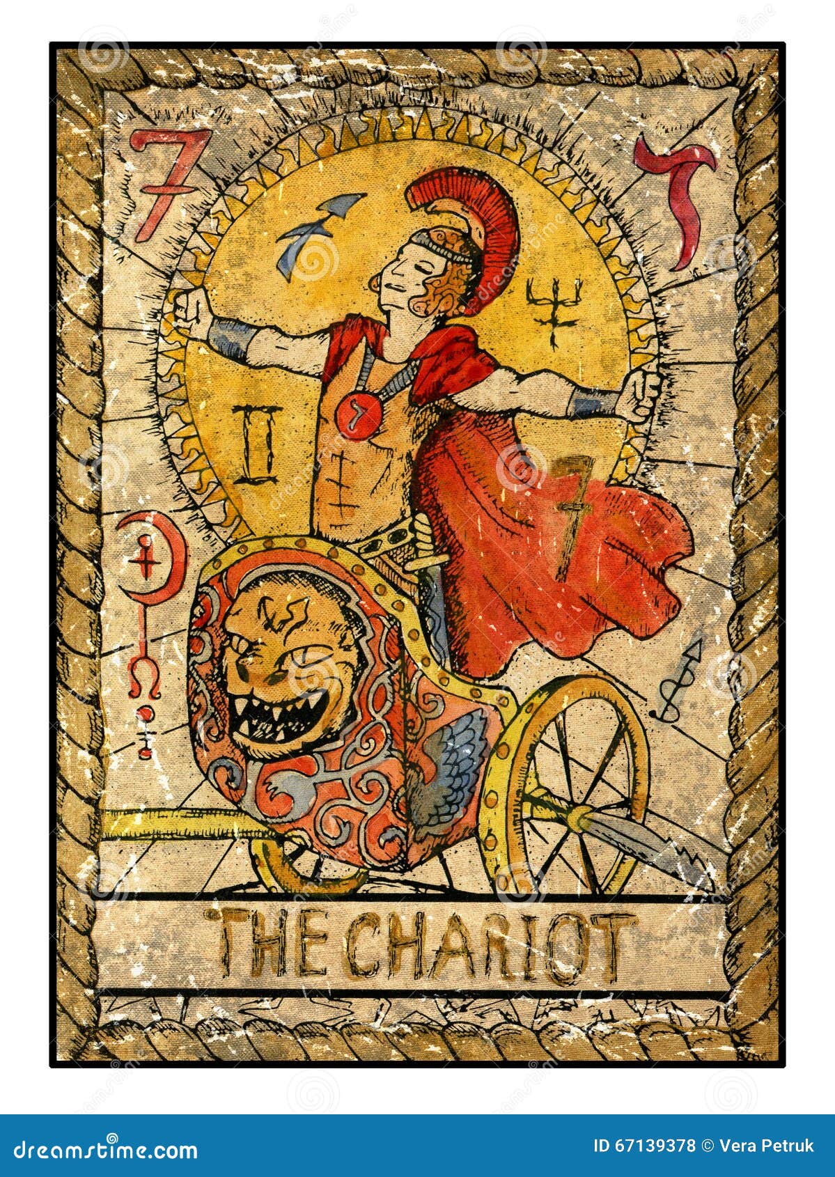 Vecchie Carte Di Tarocchi Piattaforma Piena La Biga Illustrazione di ...