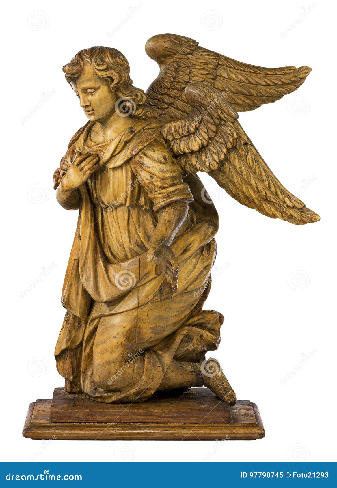 Vecchio Antico Religioso Scolpito Di Legno Di Angelo Immagine Stock ...