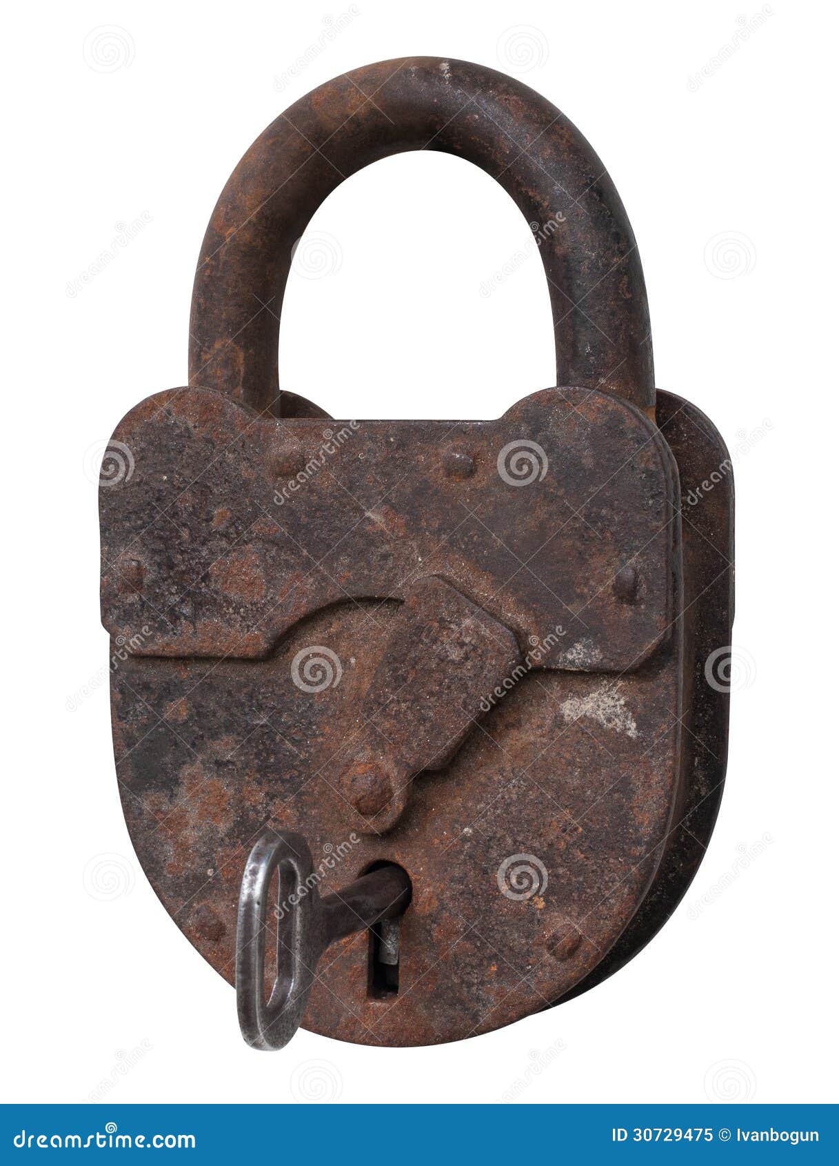 Vecchio Lucchetto Con La Chiave Su Bianco Con Il Percorso Di Ritaglio ...