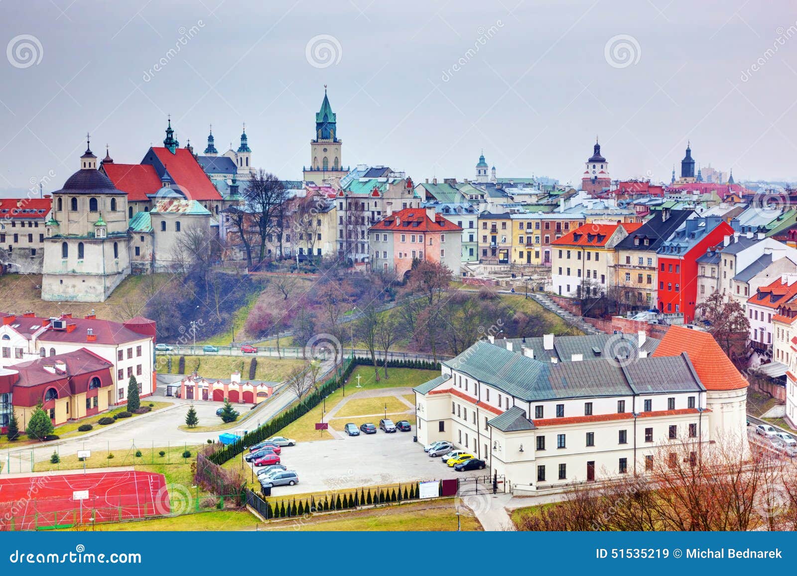 Vecchio Panorama Della Città Di Lublino, Polonia Immagine Stock ...