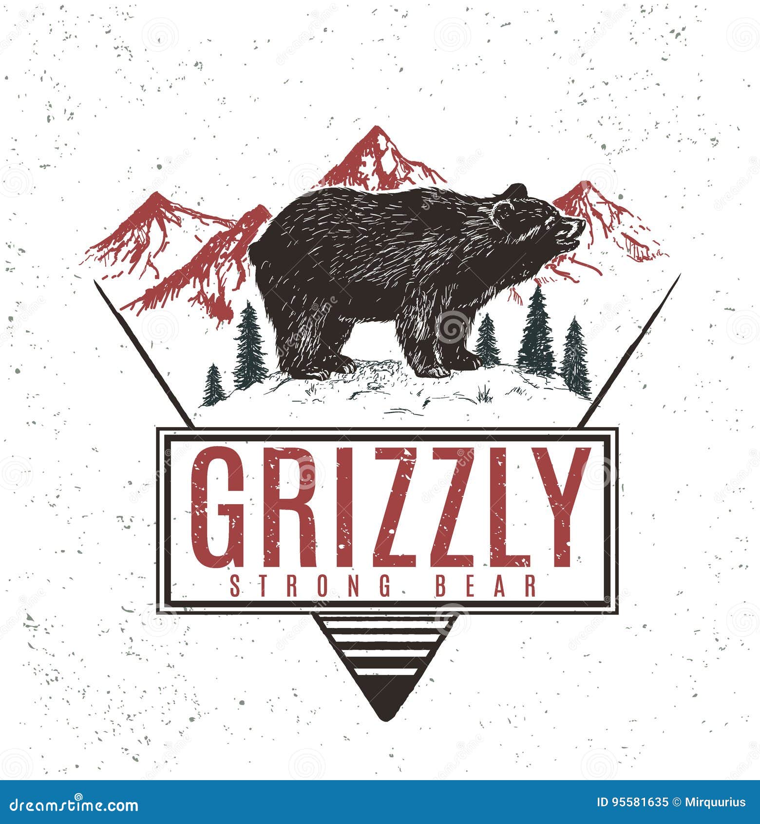 Vecchio Retro Logo Con L'orso Grigio Dell'orso Illustrazione Vettoriale ...