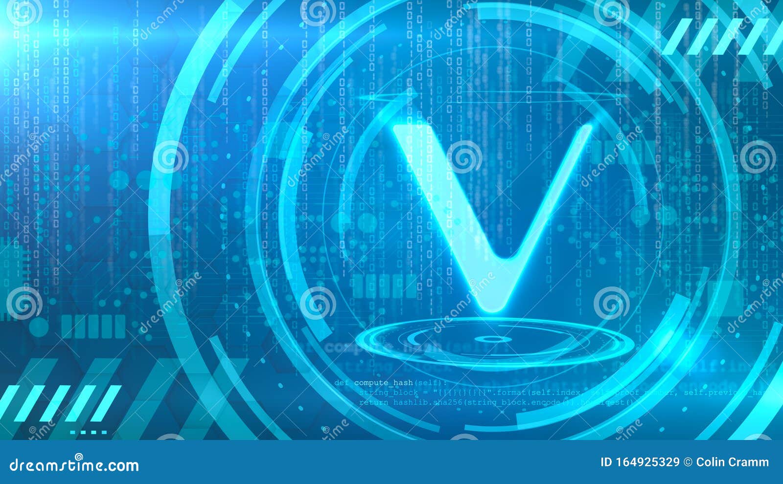 Vechain Symbol on a Cyan HUD Background Stock Illustration ...
