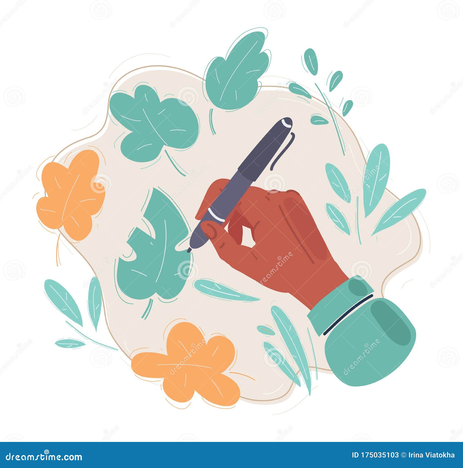 Vecor Illustration of Hand with Pan Drawing. Stock Vector ...