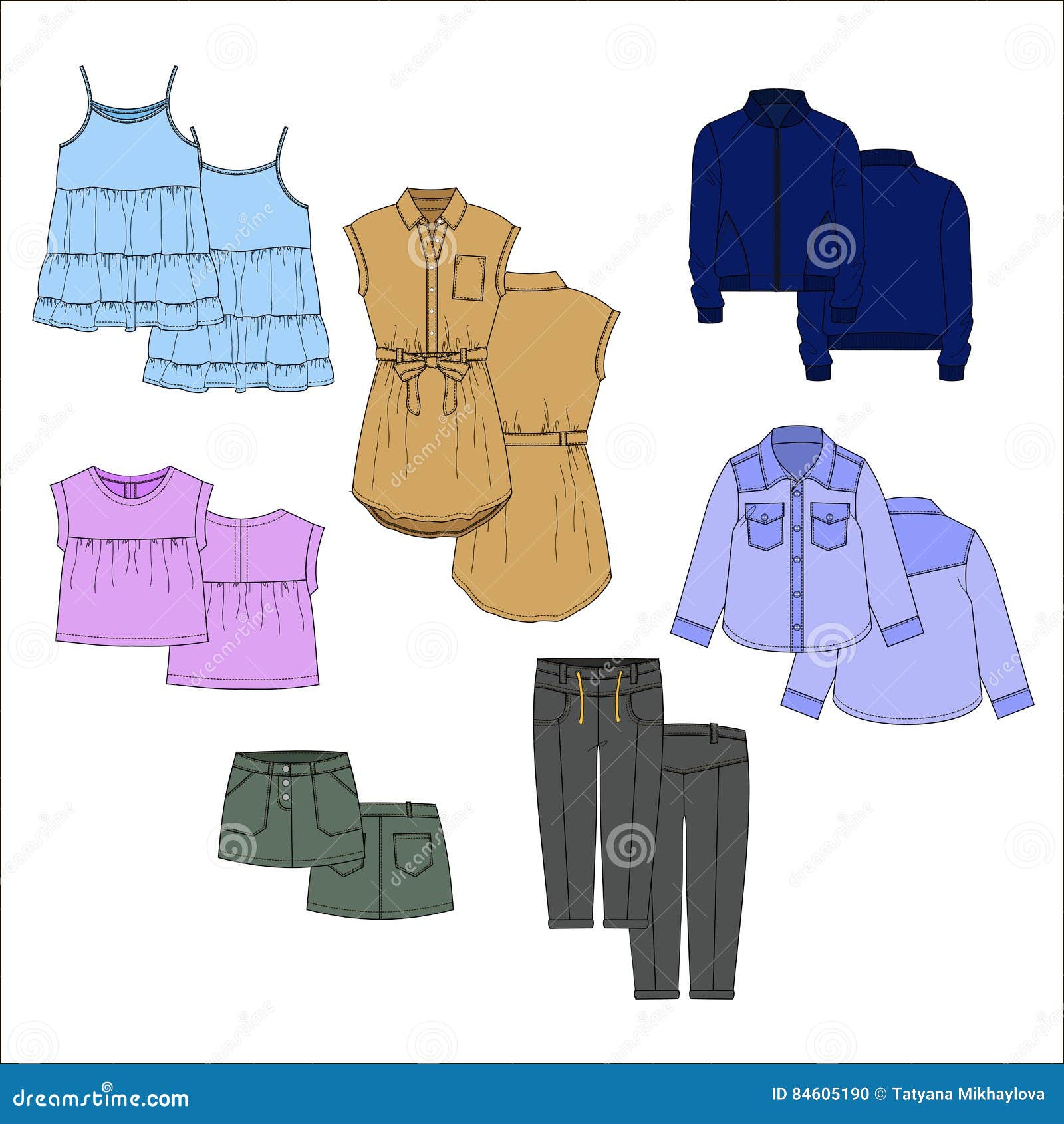 Vecor kids clothes. Color. stock vector. Illustration of vector - 84605190