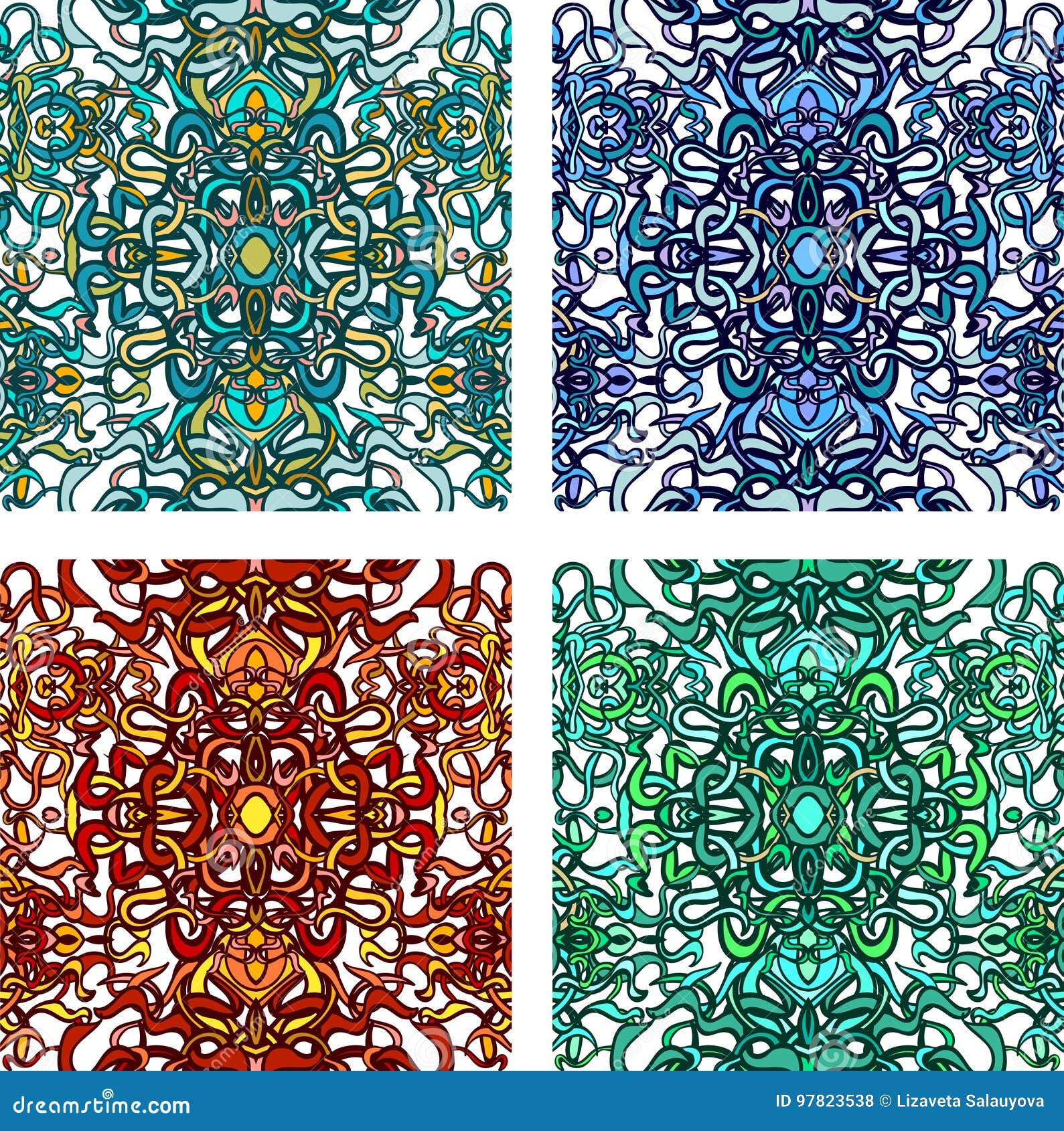 Vecor Set of Colorful Abstract Seamless Pattern Stock Vector ...