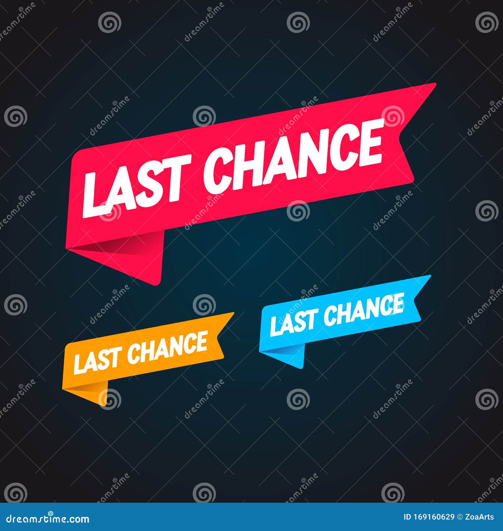 Vecot Illustration Set of Different Color Last Chance Banner. Web Label ...