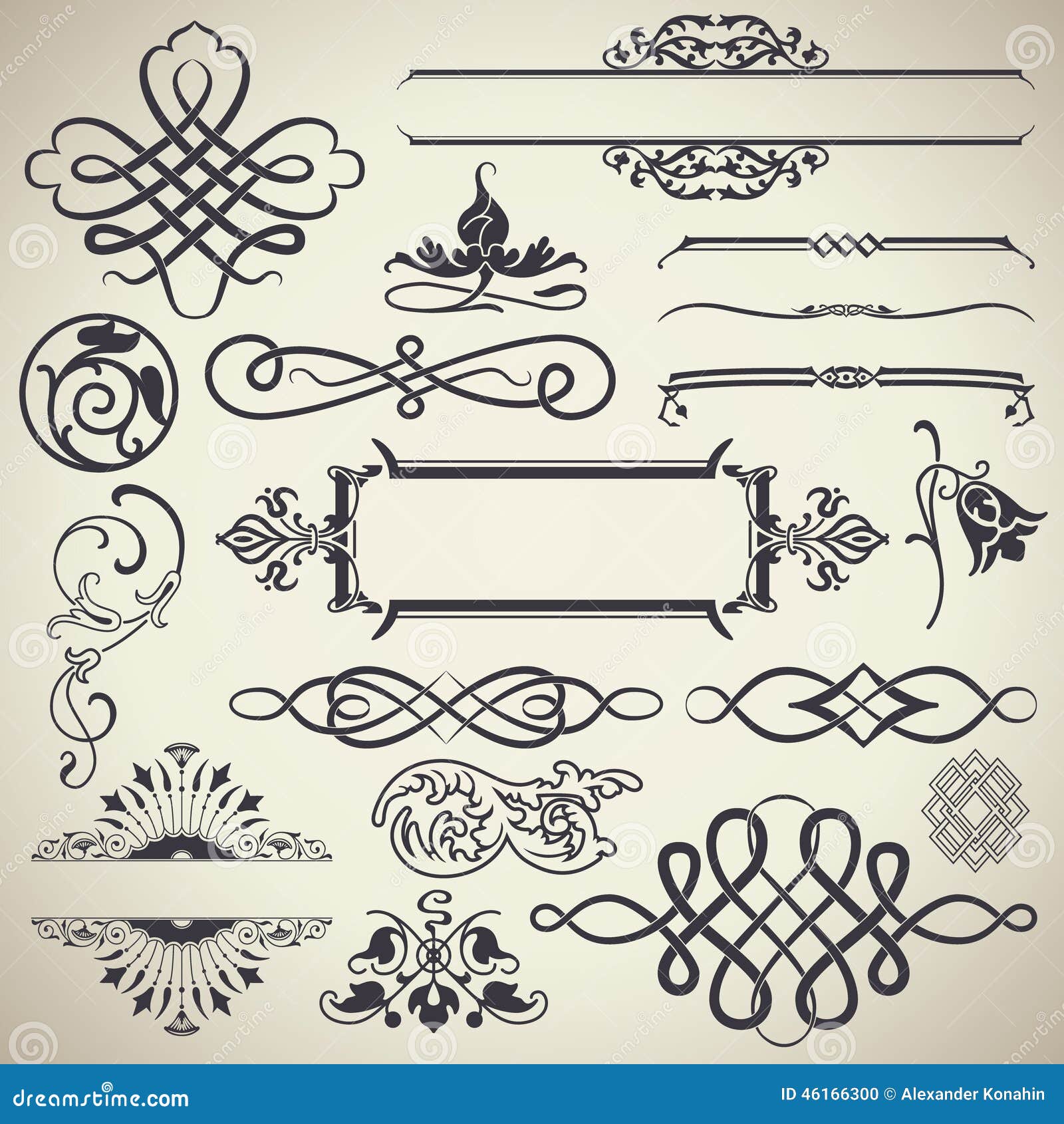 Vecteur Calligraphique D'éléments De Conception De Vintage Illustration ...