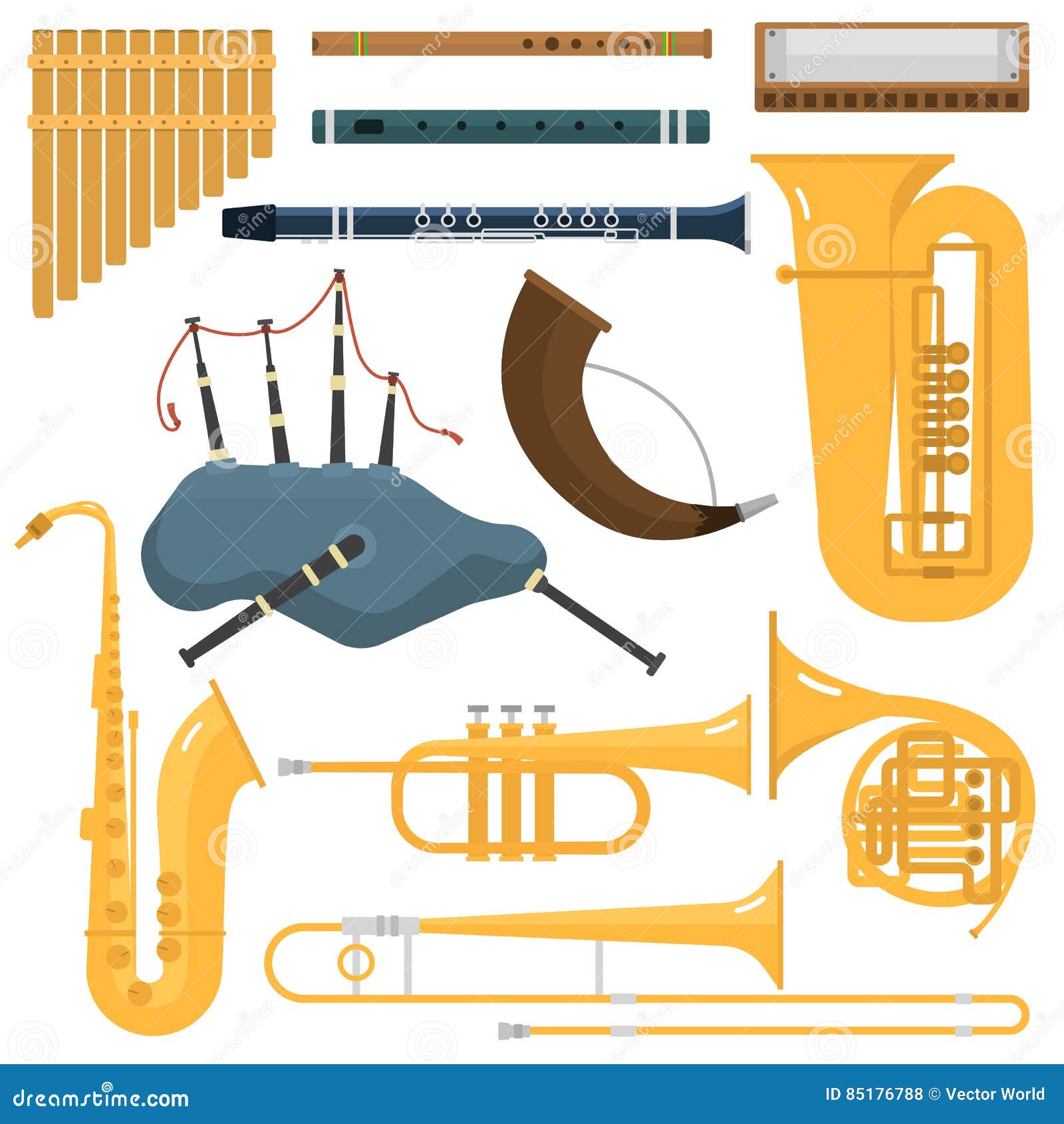 Vecteur D'instruments De Musique De Vent Illustration de Vecteur ...