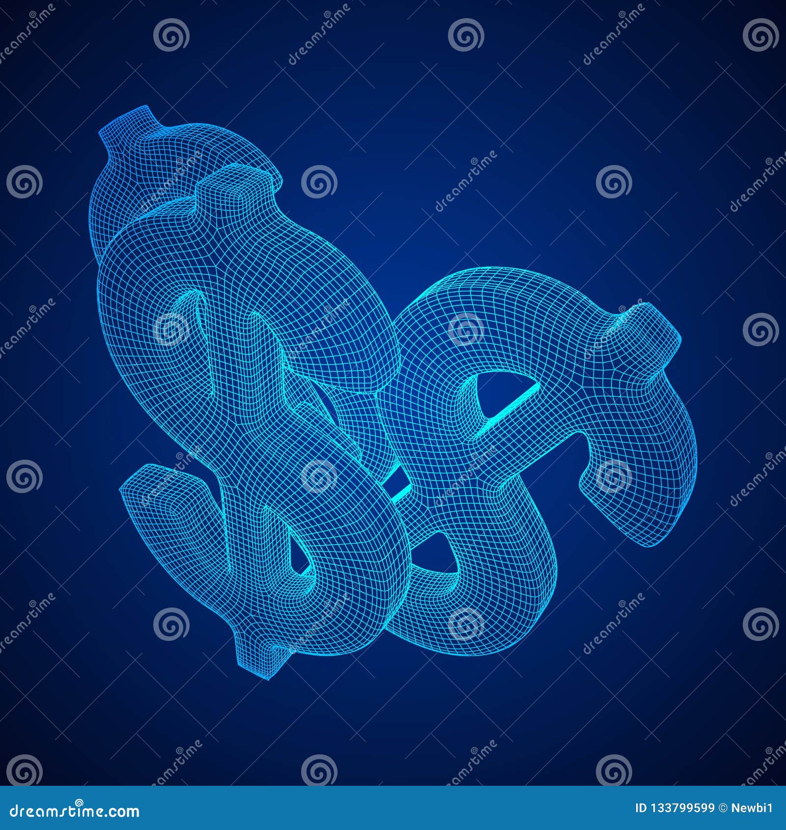 Vecteur De Wireframe De Symbole Dollar Illustration de Vecteur ...