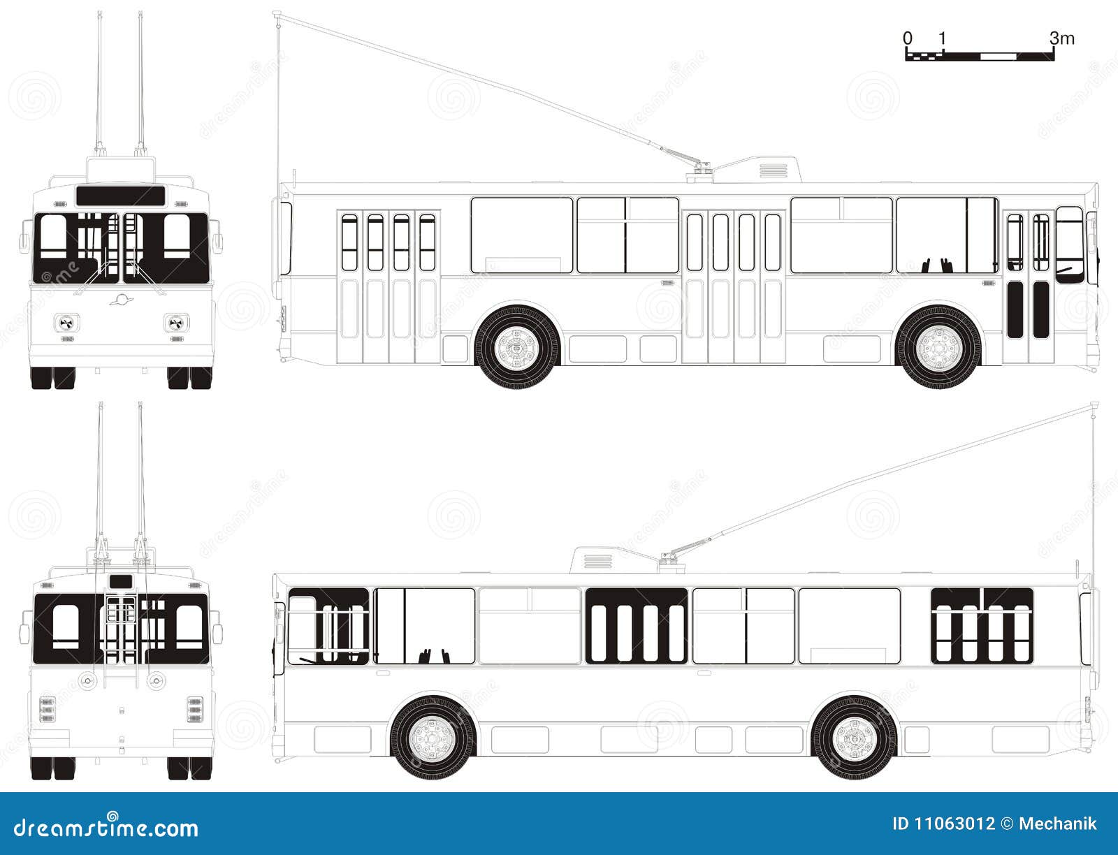 Vecteur Dessinant Le Trolleybus Urbain Illustration de Vecteur ...