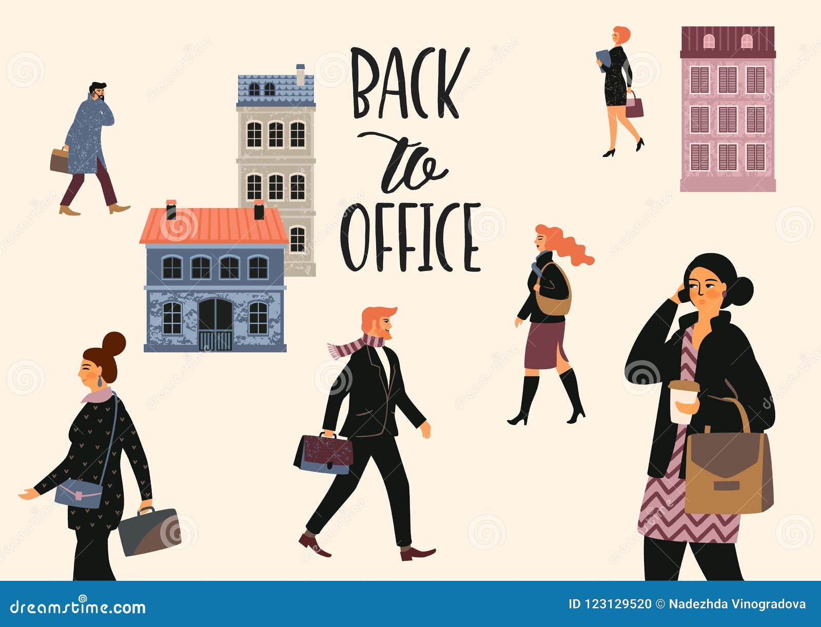 Vectior Illustration of People Going To Work. Stock Vector ...
