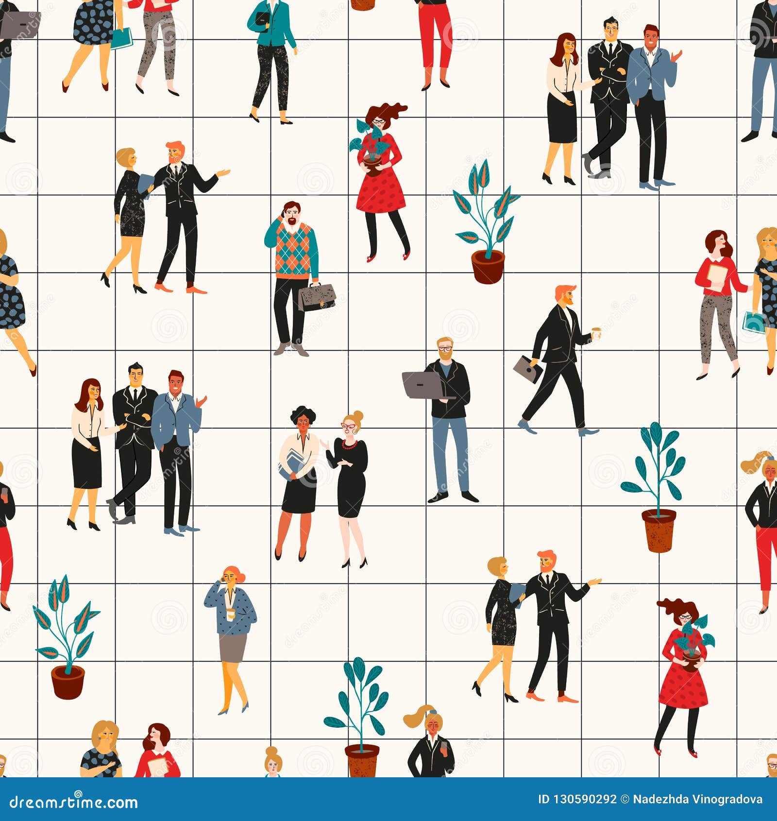 Vectior Seamless Pattern with Office People. Office Workers ...