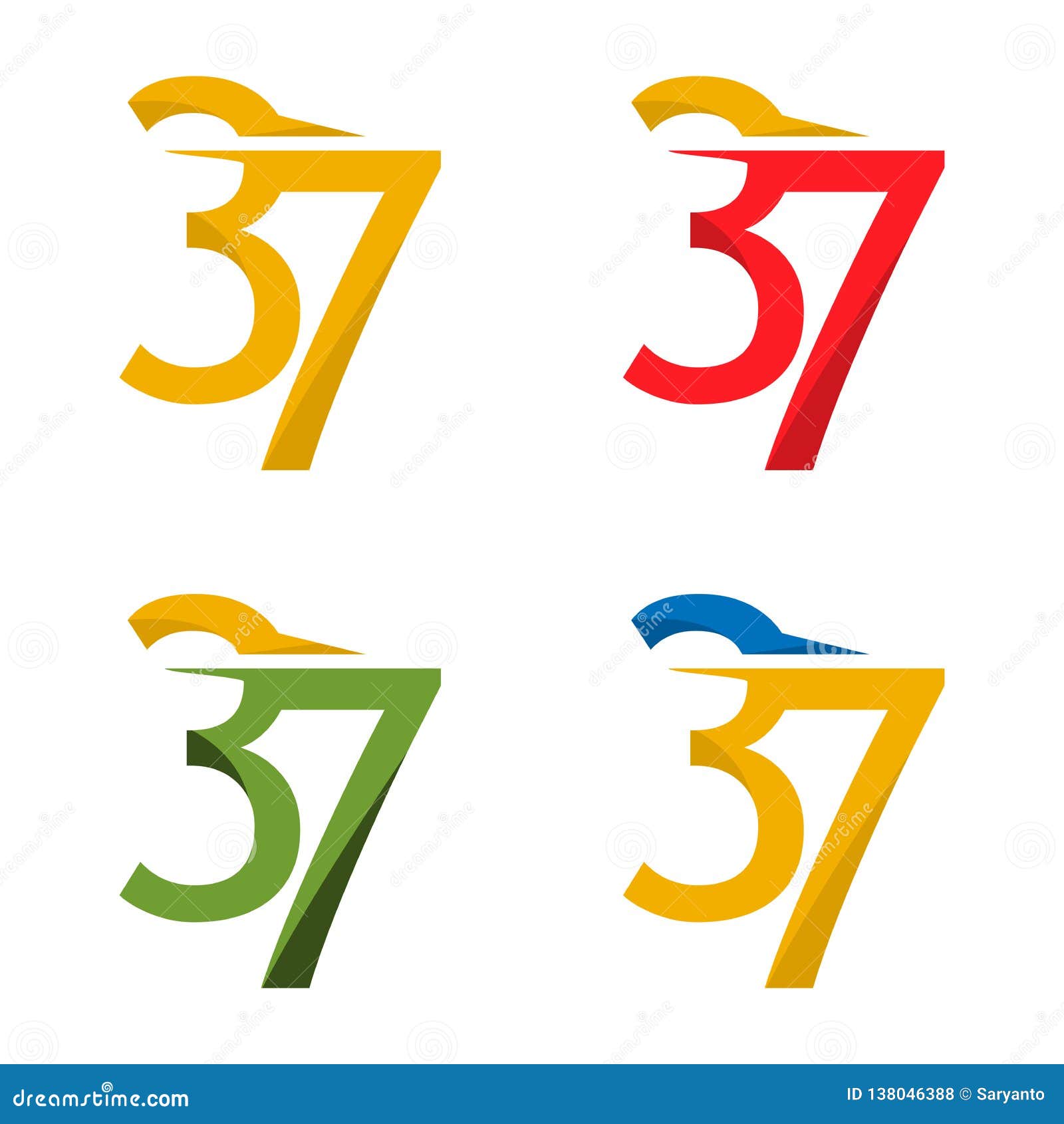37 Stock Icon, Number 37. Flat Design Stock Vector - Illustration of ...