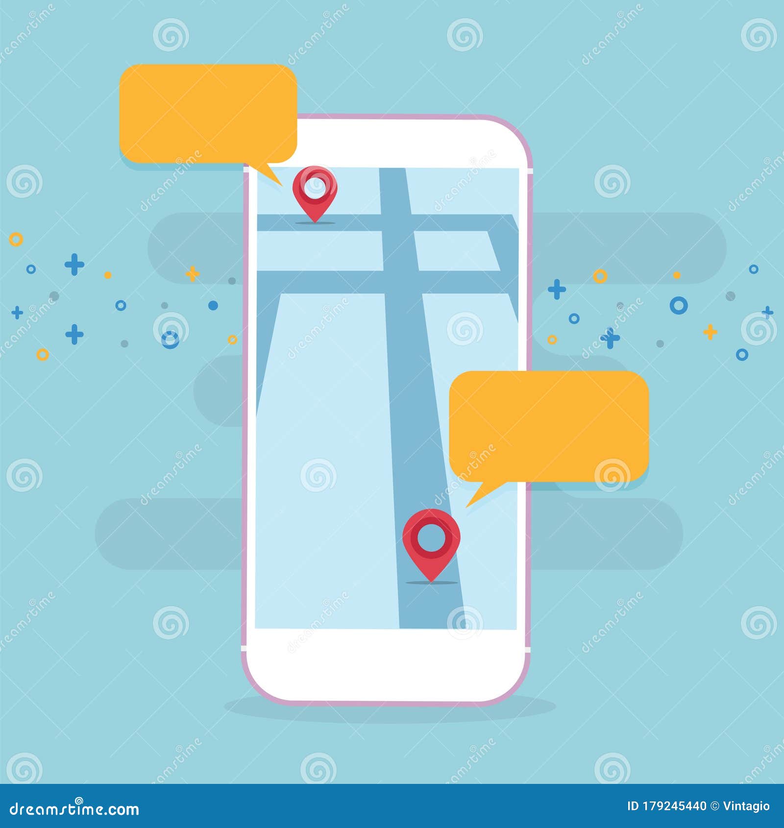 Cellphone with maps stock vector. Illustration of smart - 179245440