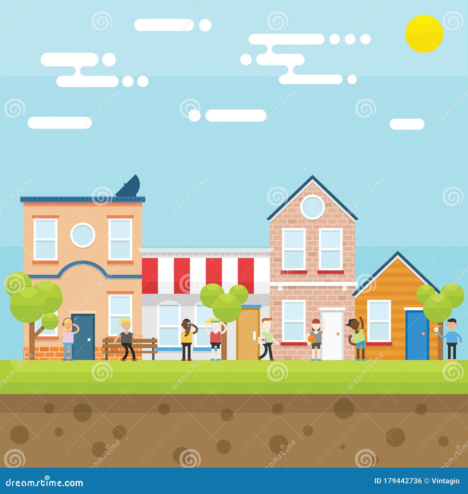 People in the town stock vector. Illustration of afternoon - 179442736