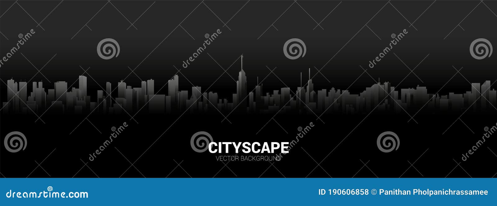 Panorama City Building Background with Light and Shadow. Stock Vector ...