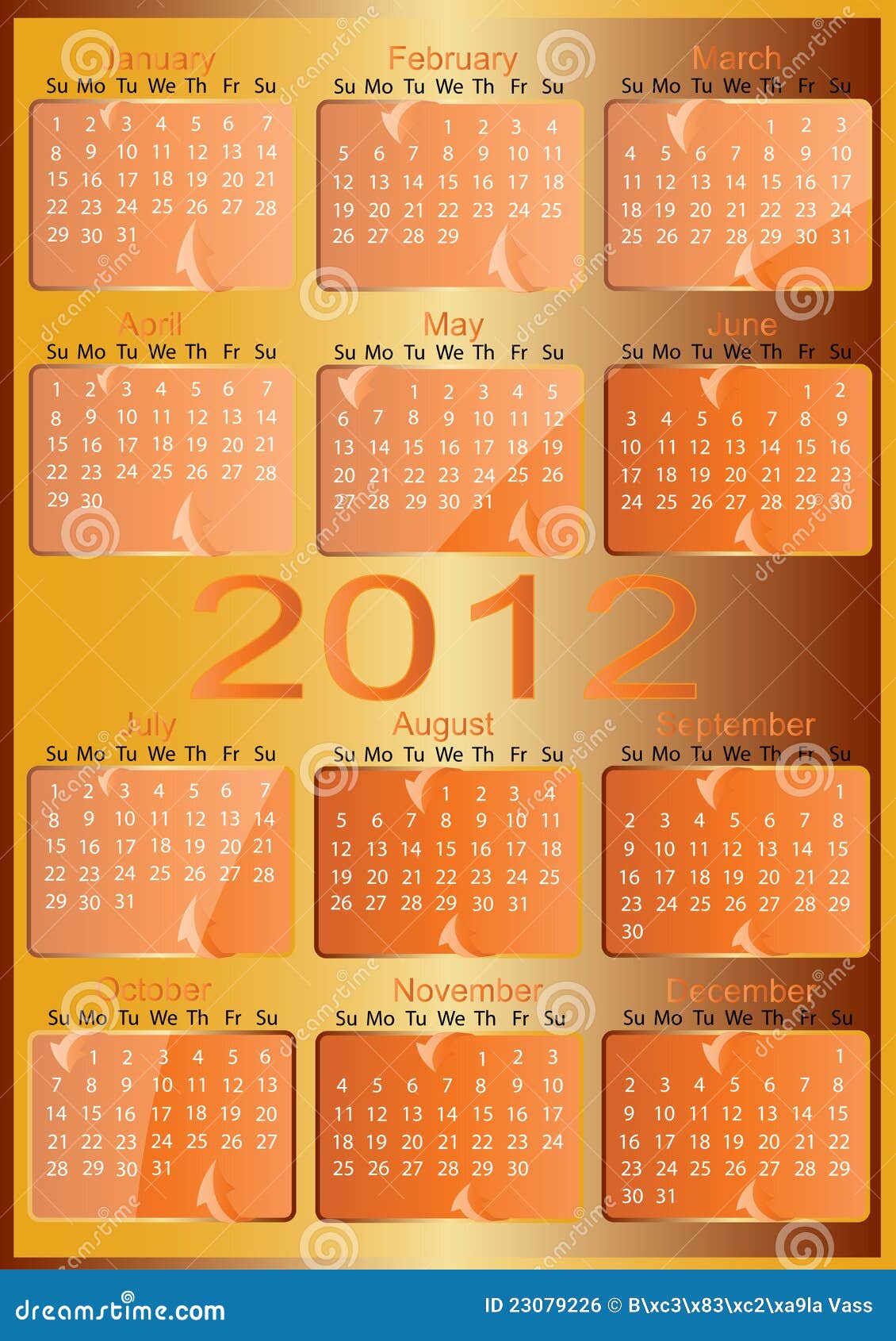 Vector 2012 Calendar stock vector. Illustration of note - 23079226