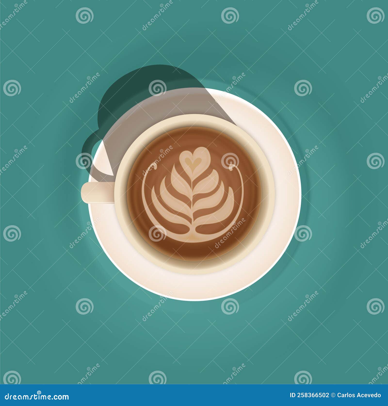 Basic Latte art coffee stock illustration. Illustration of blue - 258366502