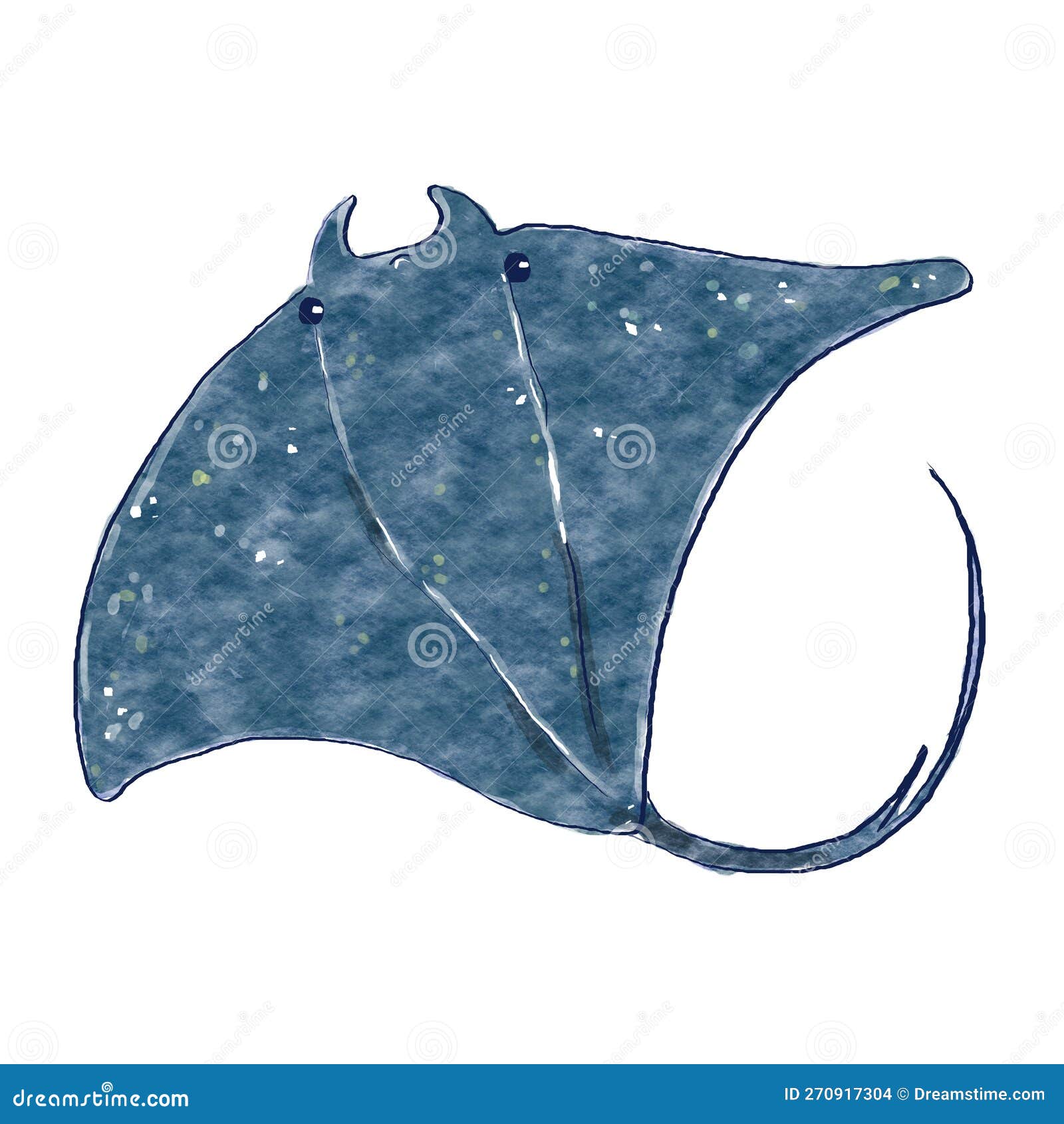 Manta Ray Watercolor Painting Royalty-Free Illustration | CartoonDealer ...
