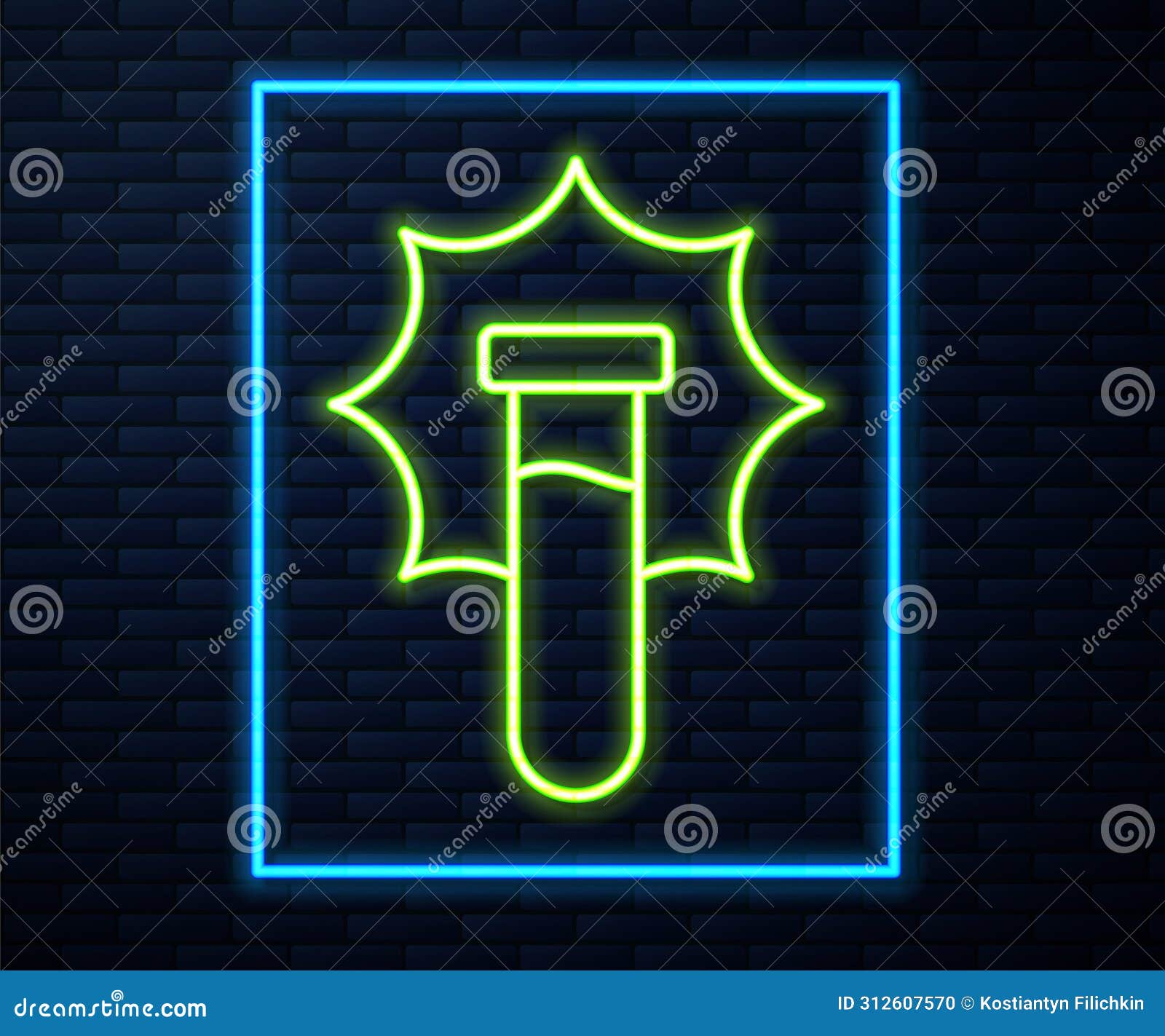 Glowing Neon Line Chemical Experiment, Explosion in the Flask Icon ...