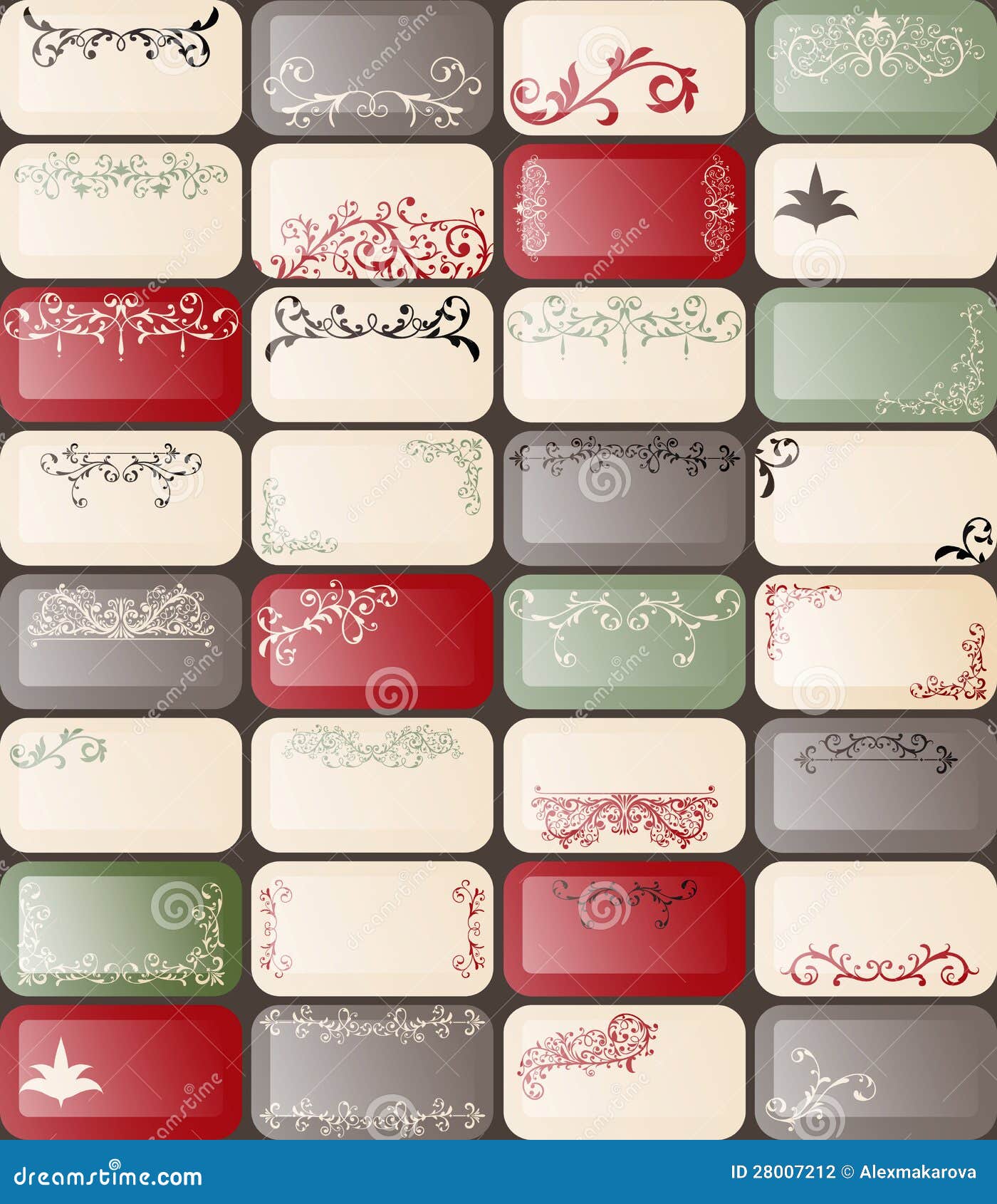 32 Business Cards in Retro Style Stock Vector - Illustration of floral ...