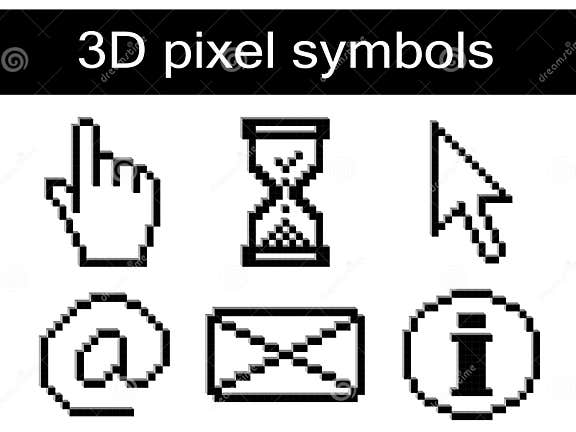 Vector 3d pixel symbols stock vector. Illustration of black - 15831583